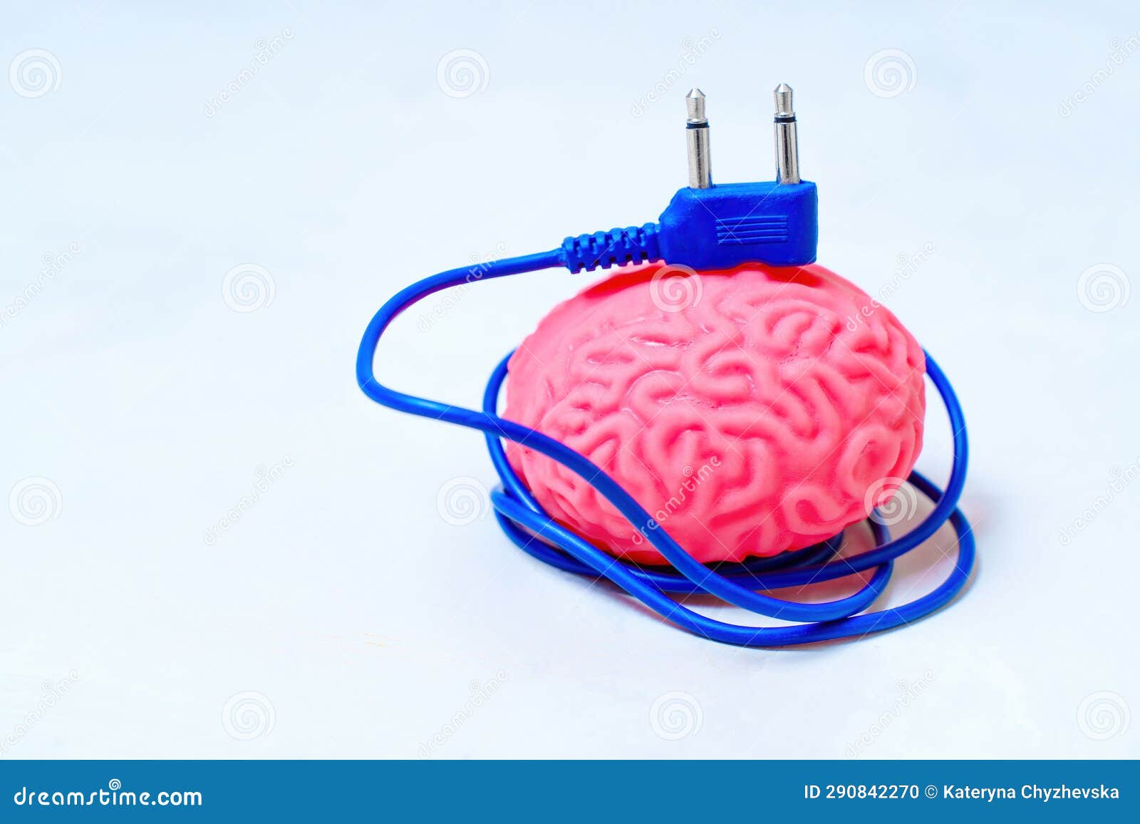 Human Brain Having a Power Cord Stock Photo - Image of blue, smart ...