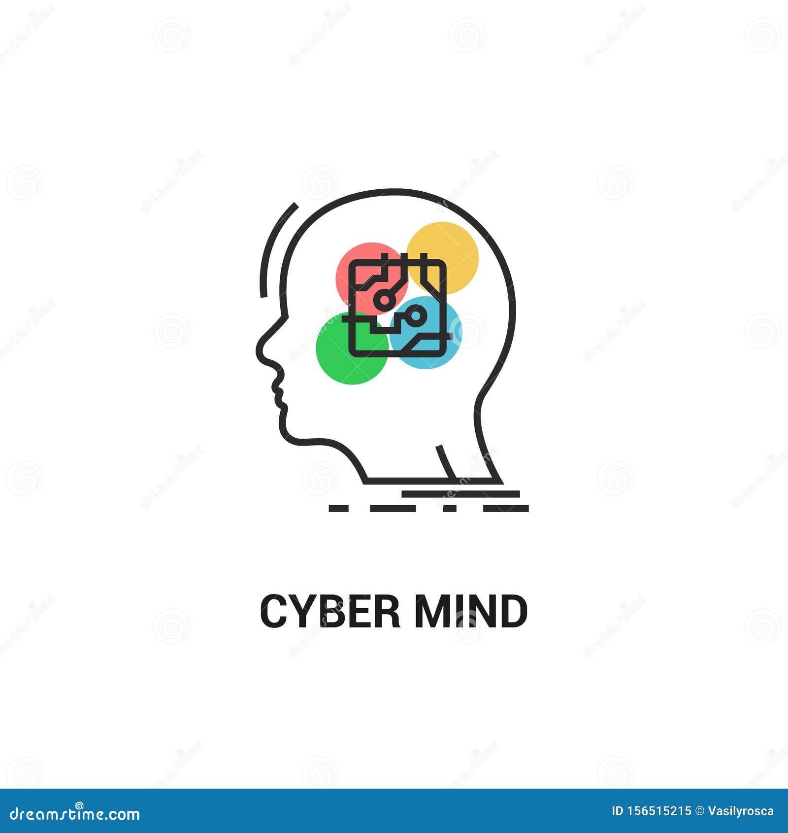 Human Brain Head Digital Logo Technology. People Think Tech Cyber Mind ...