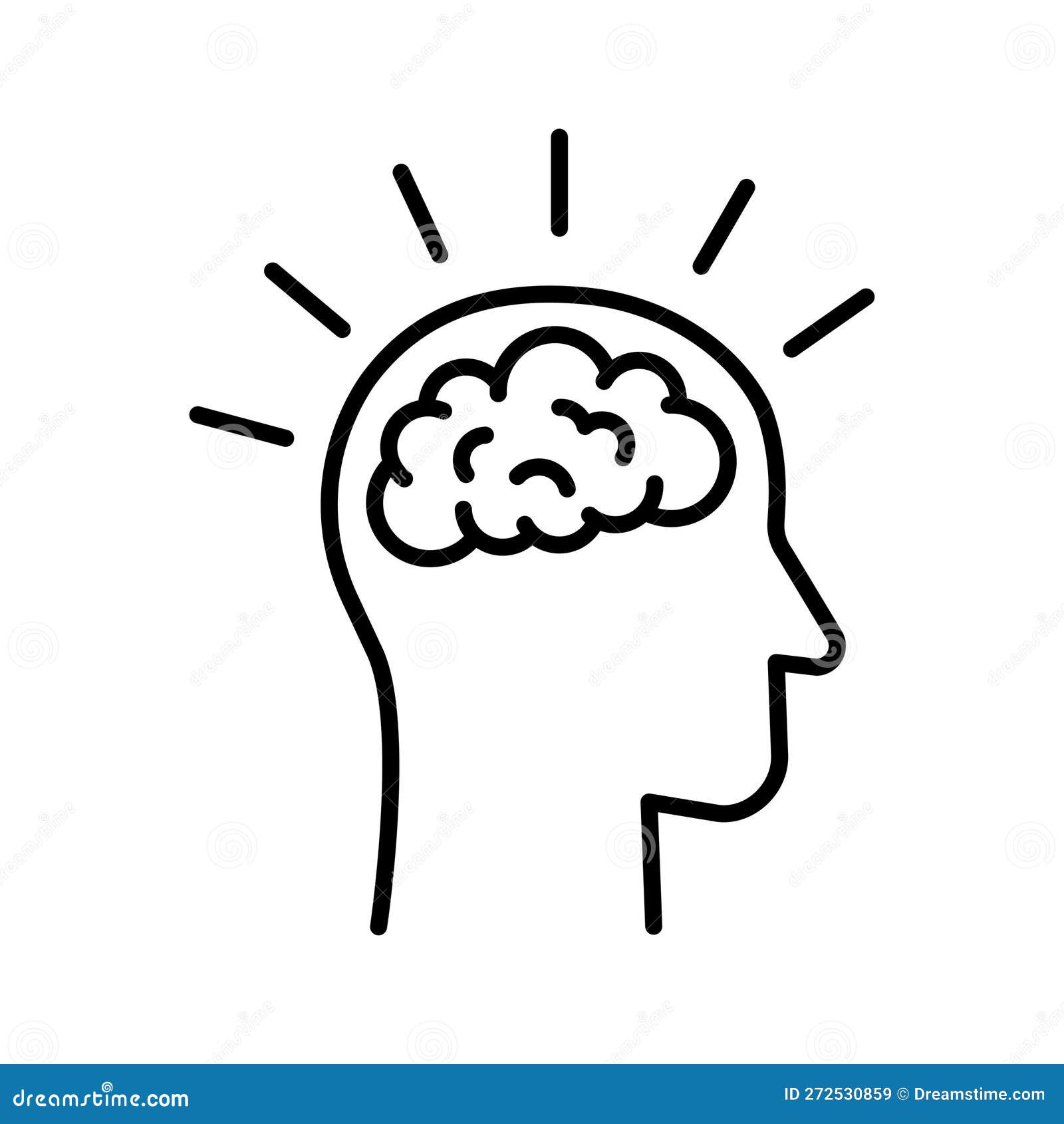 Human Brain in Head Icon. Brain Activity Concept Stock Vector ...