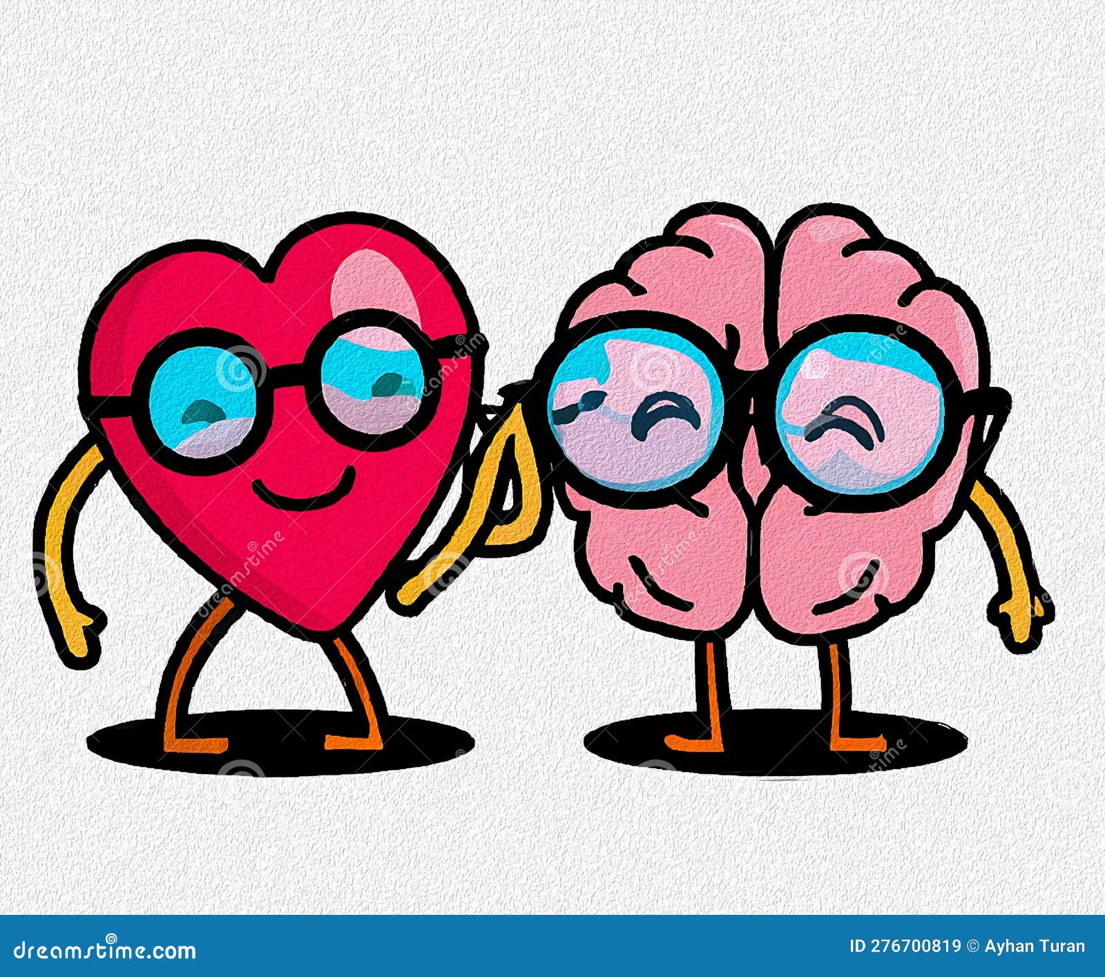 Human Brain and Heart Cartoon Emotion Stock Illustration - Illustration ...
