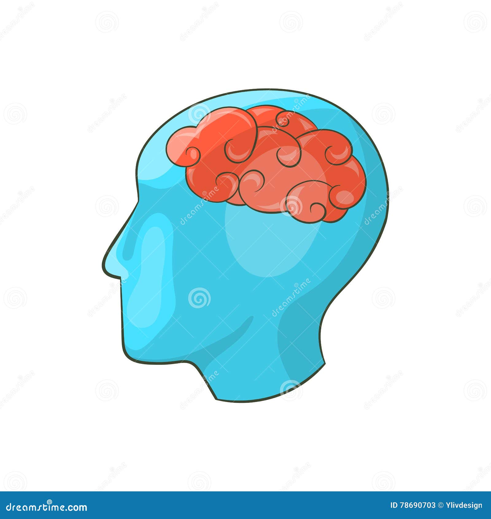 Human Brain Icon, Cartoon Style Stock Vector - Illustration of ...