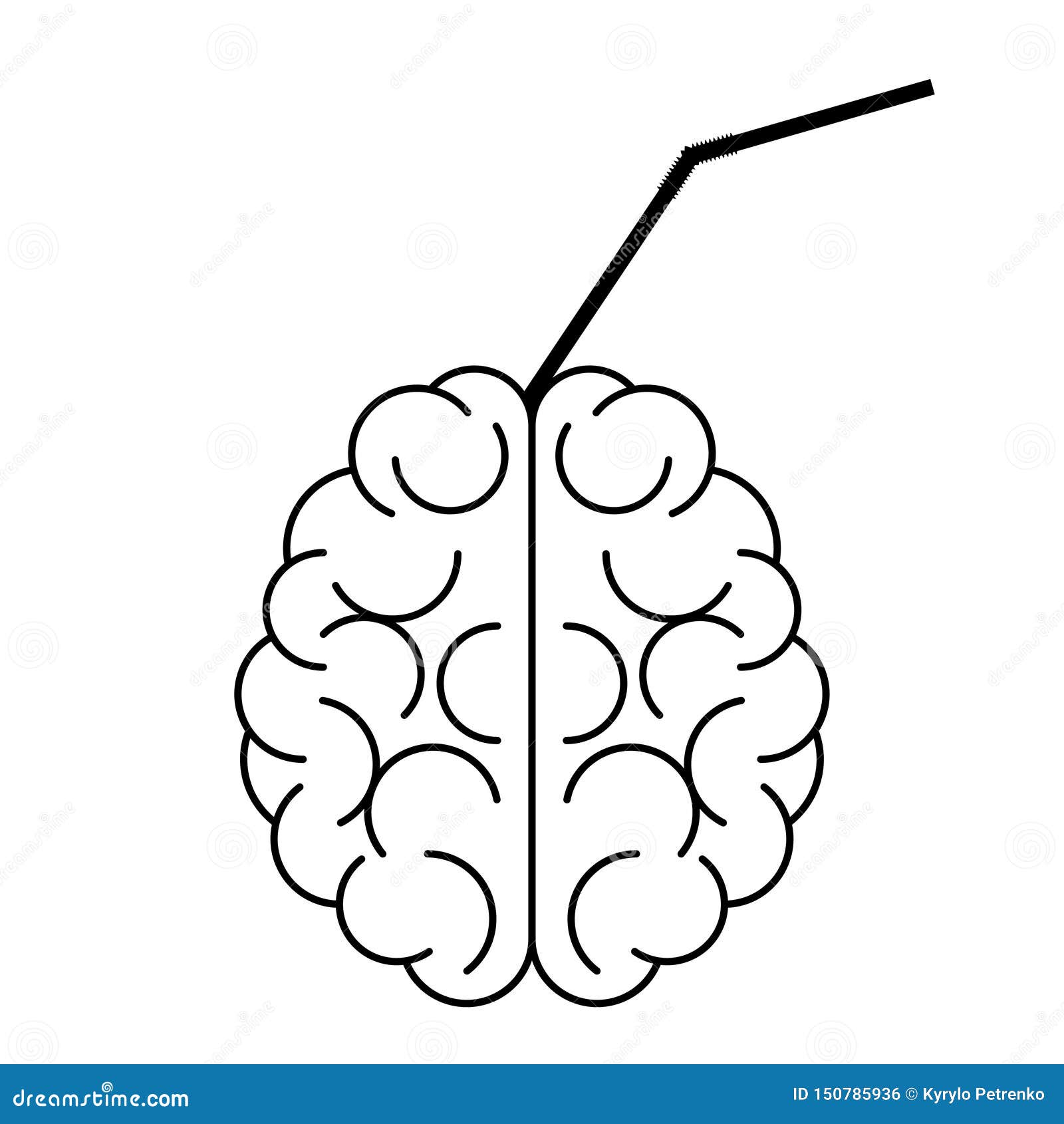 Brain Icon with Cocktail Pipe in it Stock Vector - Illustration of idea ...