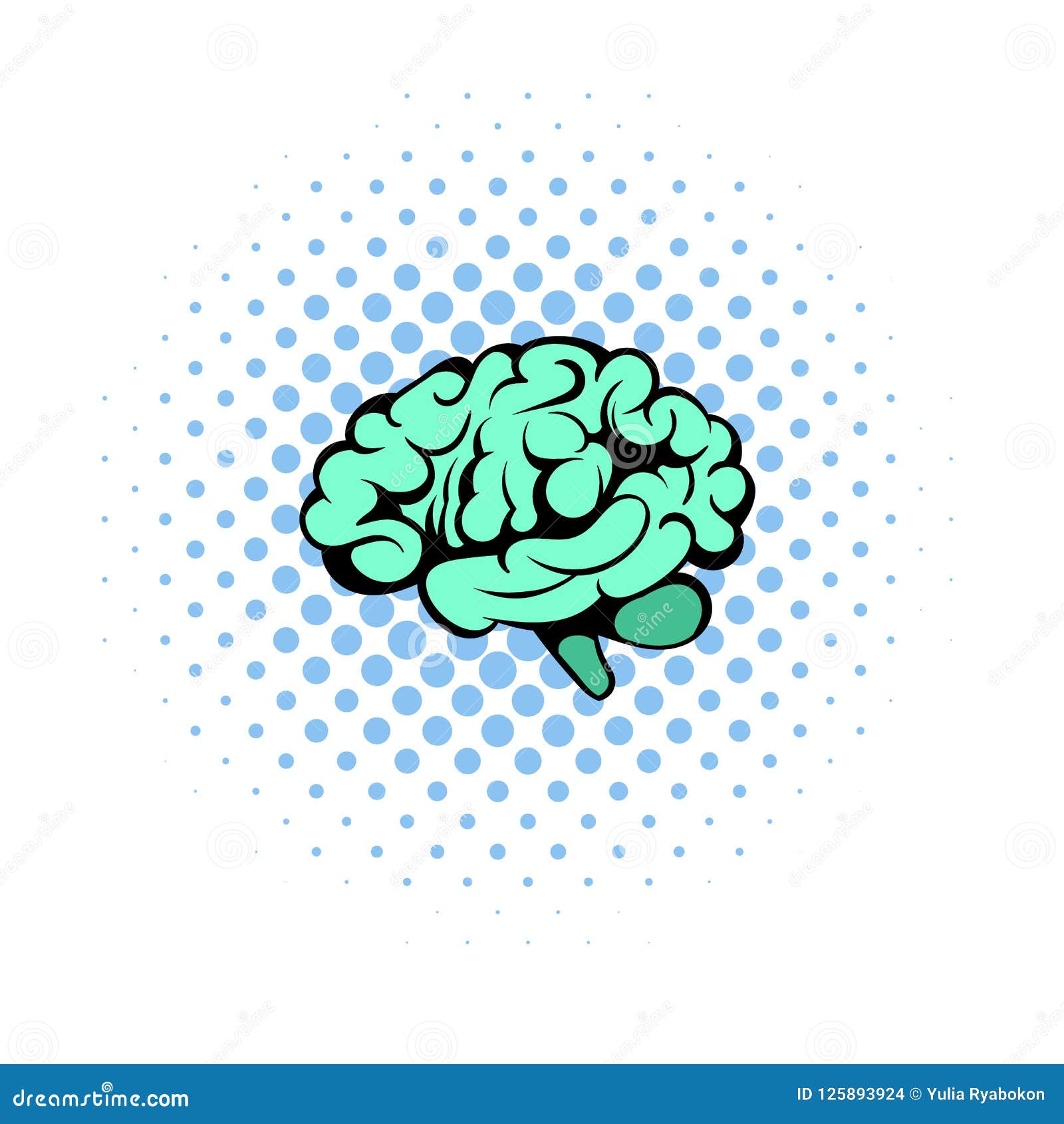 Human Brain Icon, Comics Style Stock Illustration - Illustration of ...