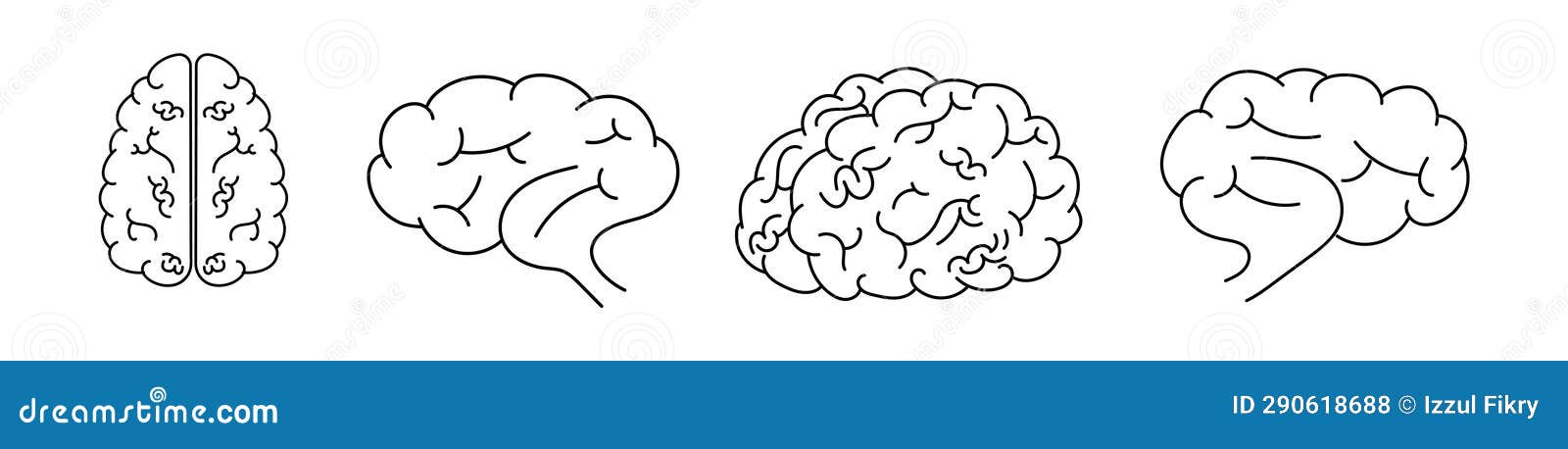 Human Brain Icon Detailed Outline Stock Vector - Illustration of icon ...