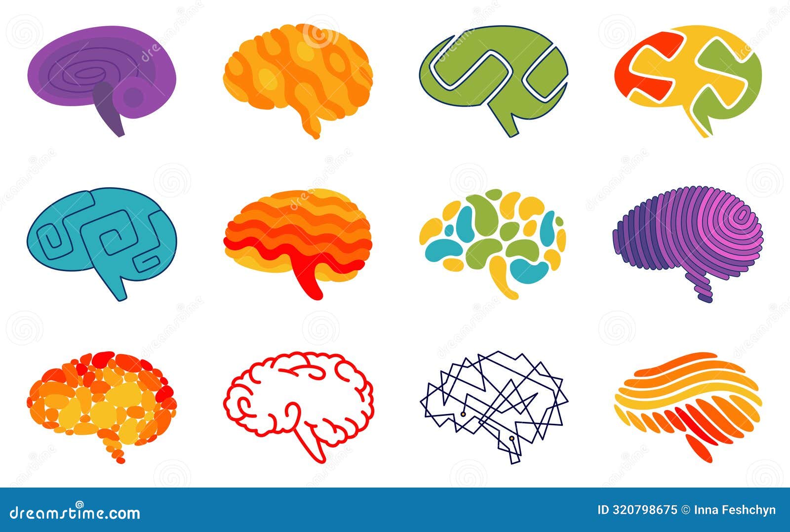 Human Brain Icons Set. Creation and Idea Concept Element Stock ...