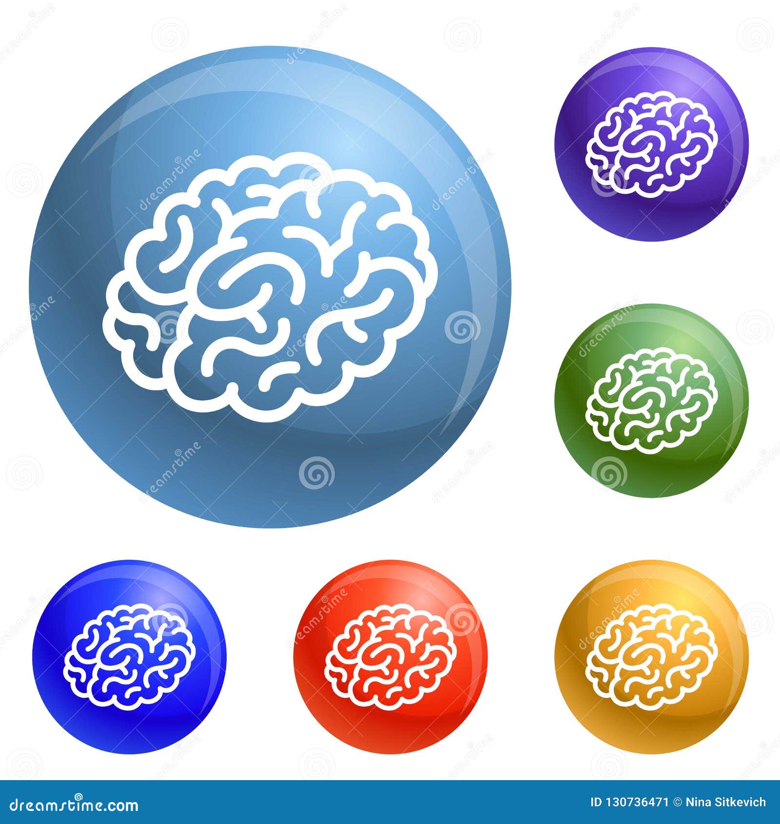 Human Brain Icons Set Vector Stock Vector - Illustration of intellect ...
