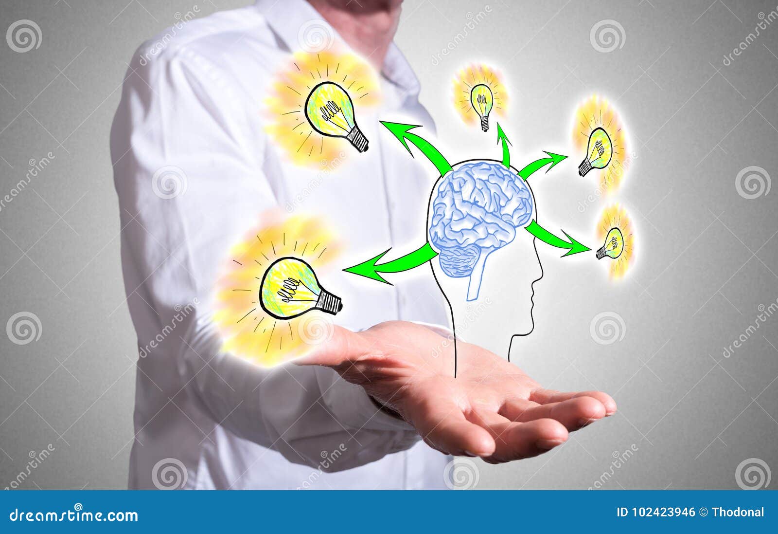 Human Brain Ideas Concept Above a Human Hand Stock Photo - Image of ...