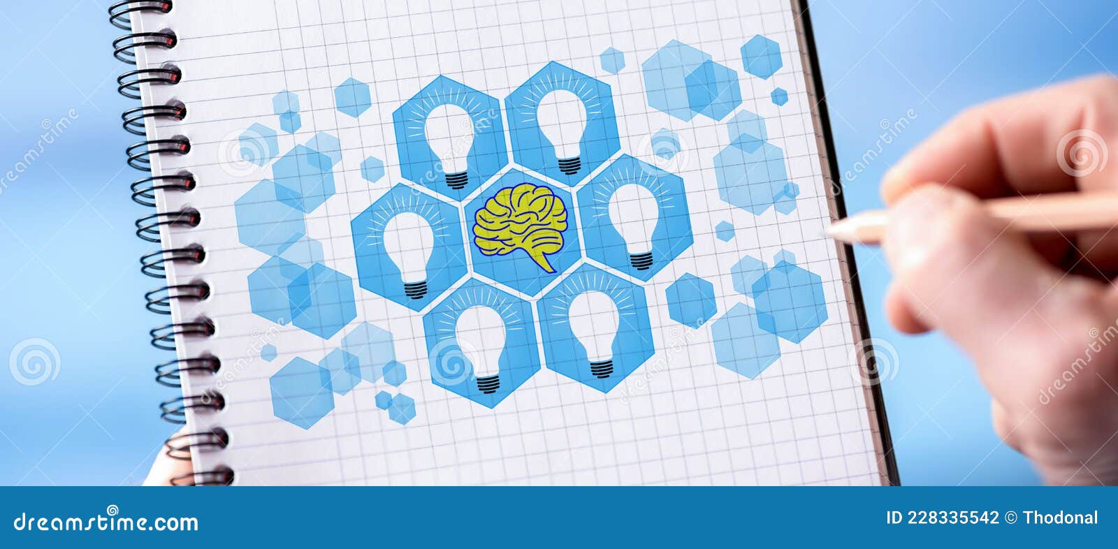 Human Brain Ideas Concept on a Notepad Stock Photo - Image of light ...