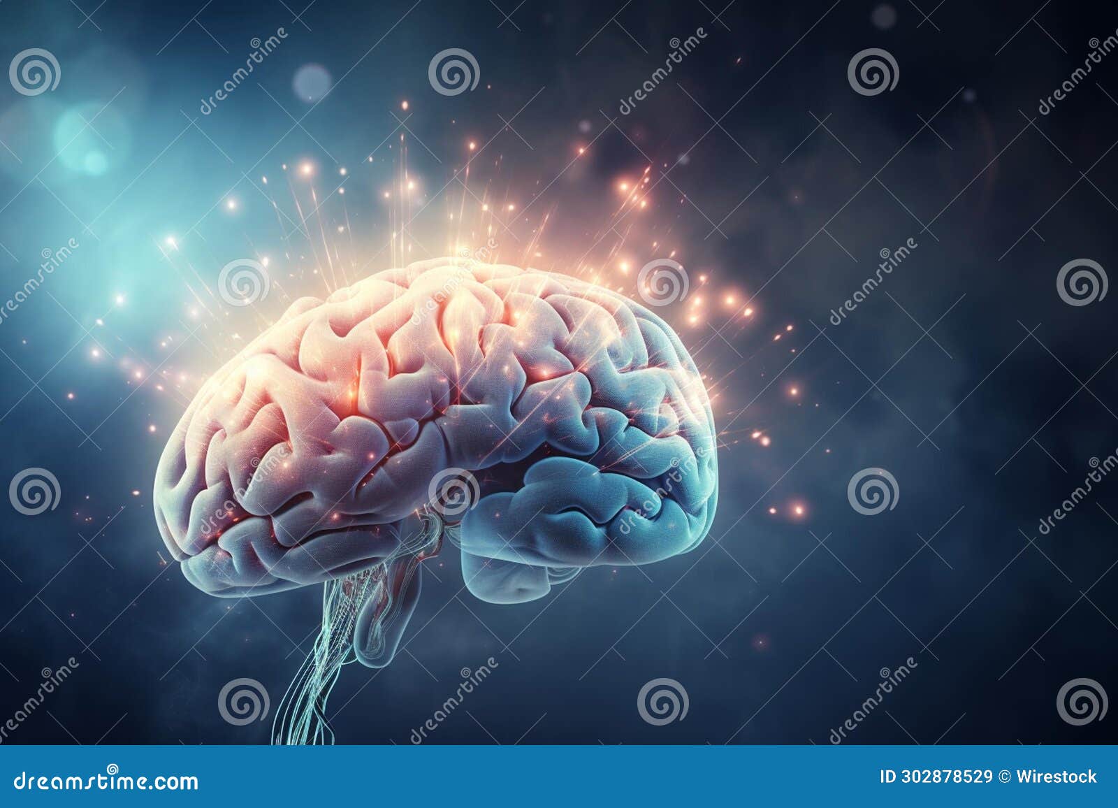 Human Brain, Illuminated by a Bright Light Source from Above, AI ...