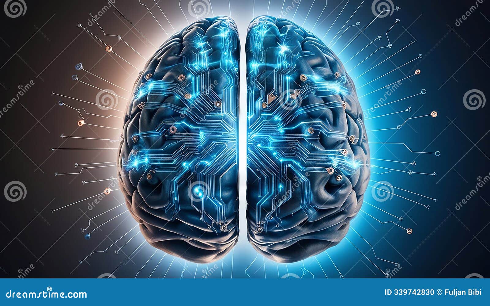 Human Brain Illuminated by Glowing Circuits, Representing the Future of ...