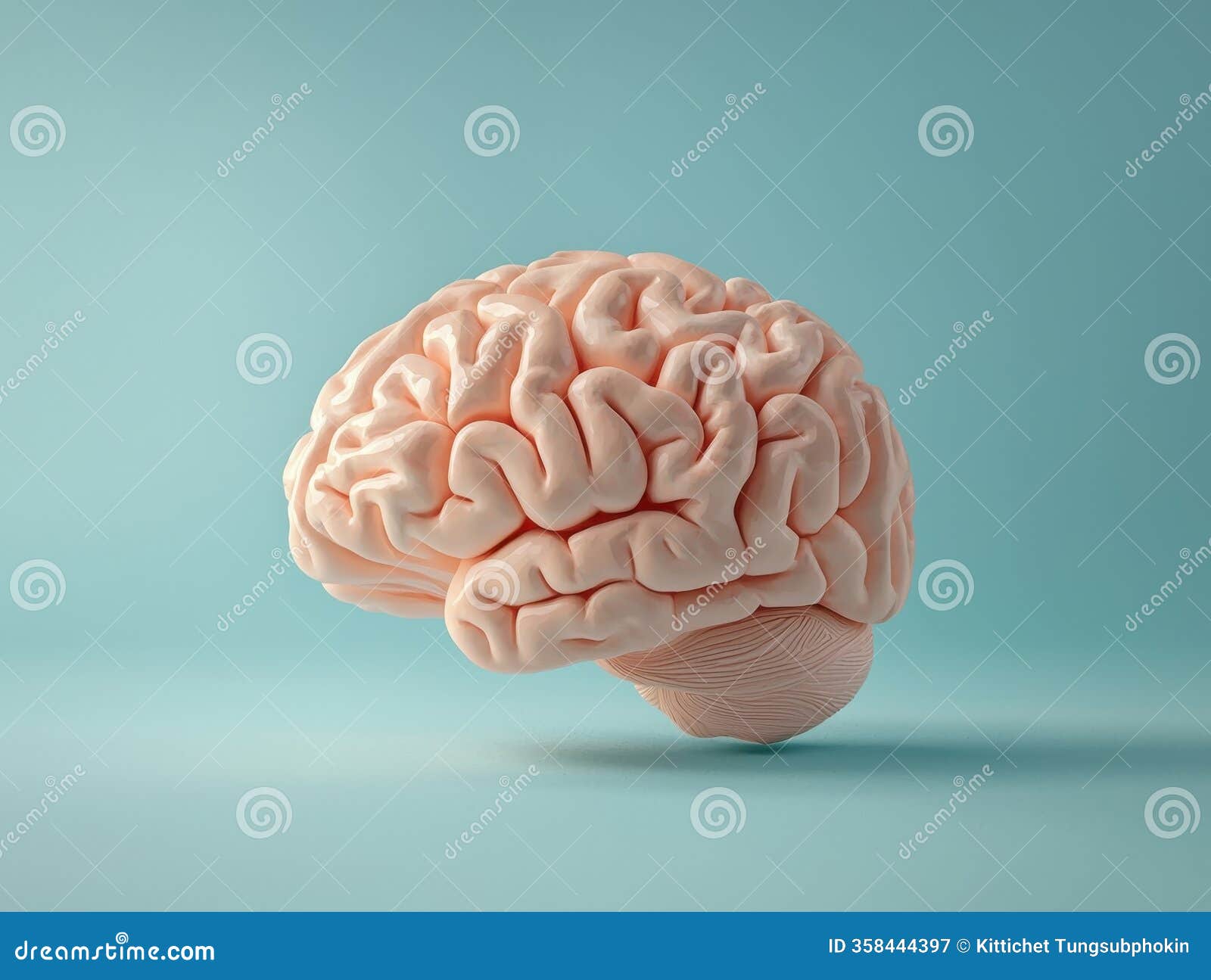 Human Brain Illustration on a Blue Background Depicting Cognitive ...