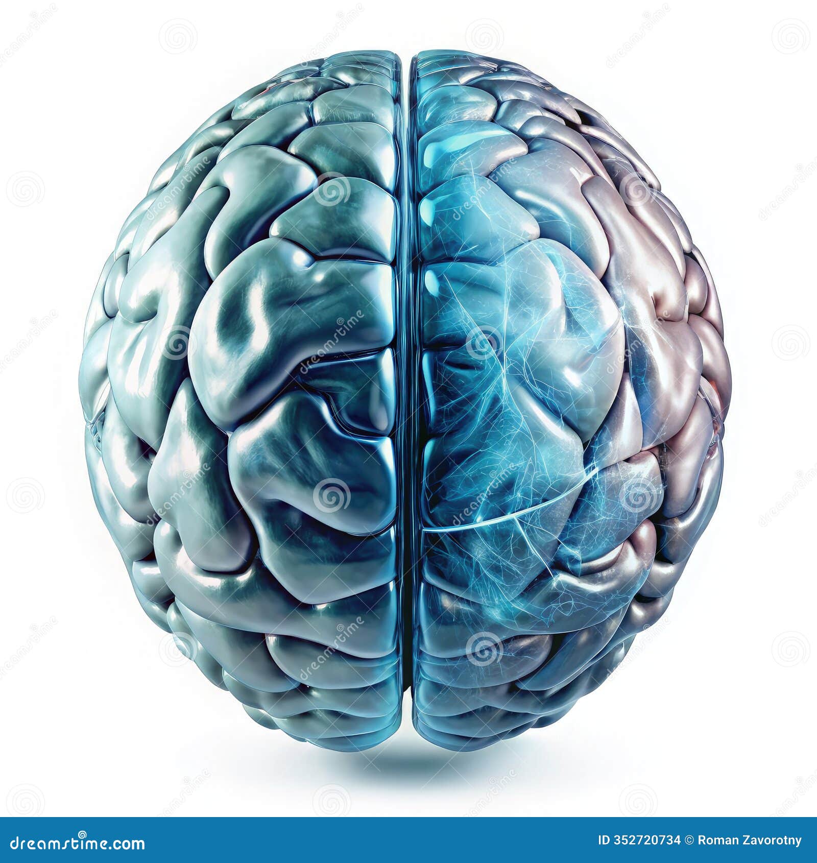 Human Brain Illustration Highlighting the Two Hemispheres and Their ...