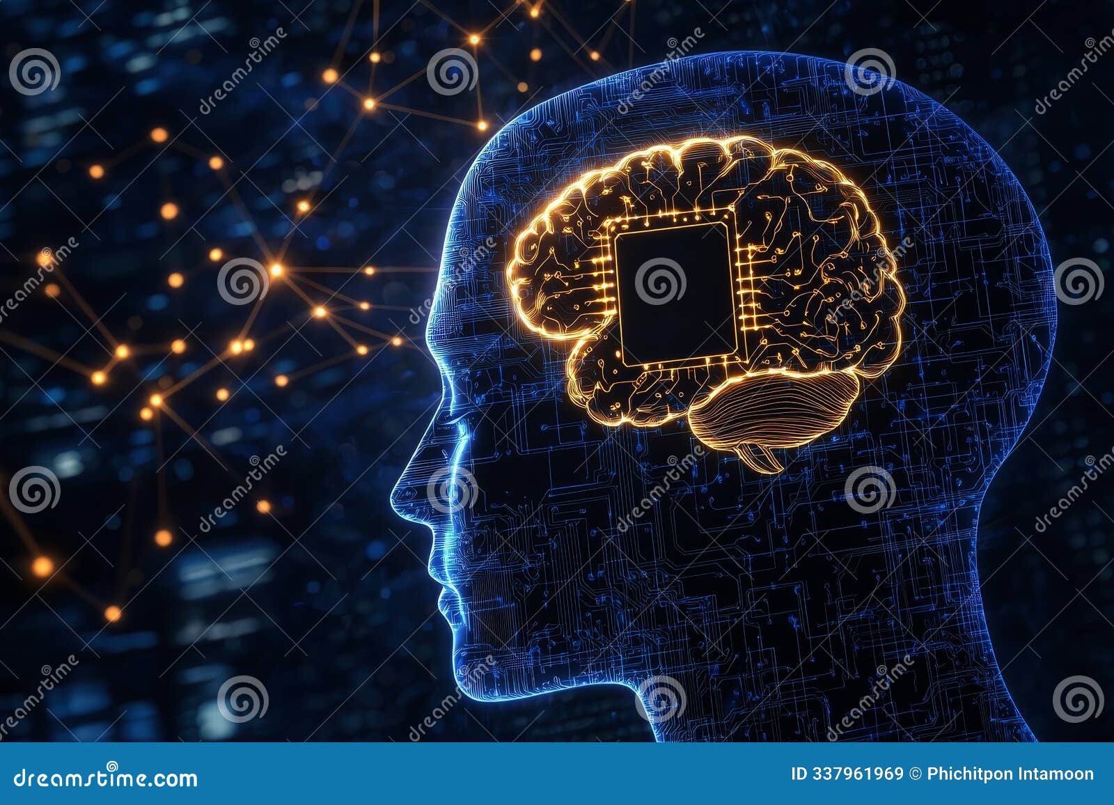 Brain With Neuralink Chip In A Dynamic Digital Environment, AI And ...