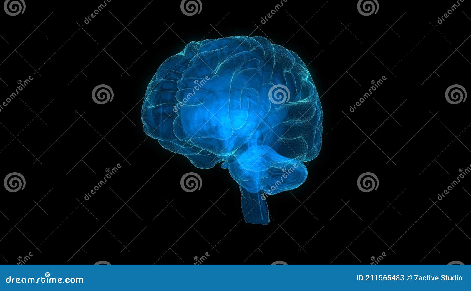 Human Brain with Impulse Transmitting Stock Illustration - Illustration ...