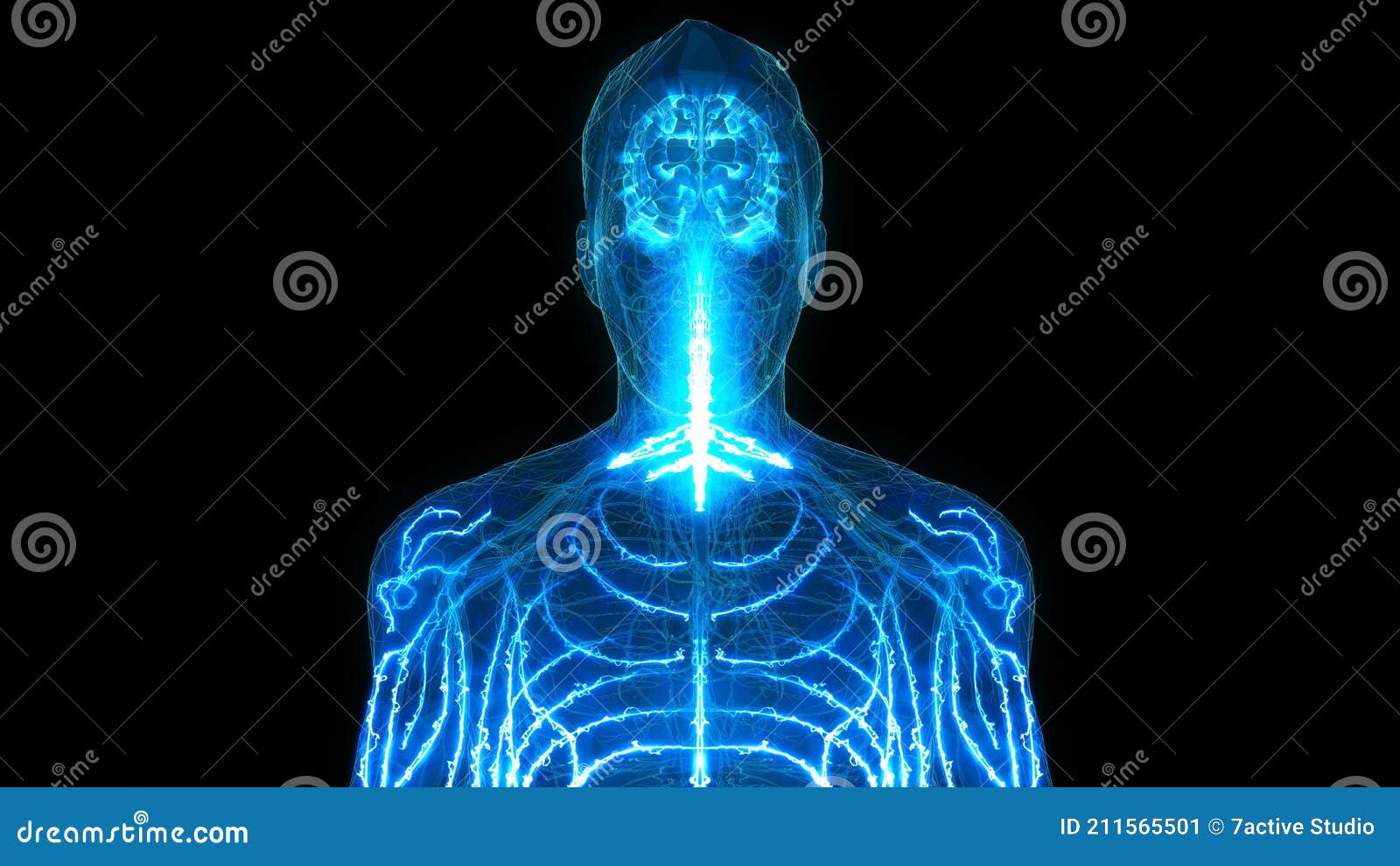 Human Brain with Impulse Transmitting Stock Illustration - Illustration ...
