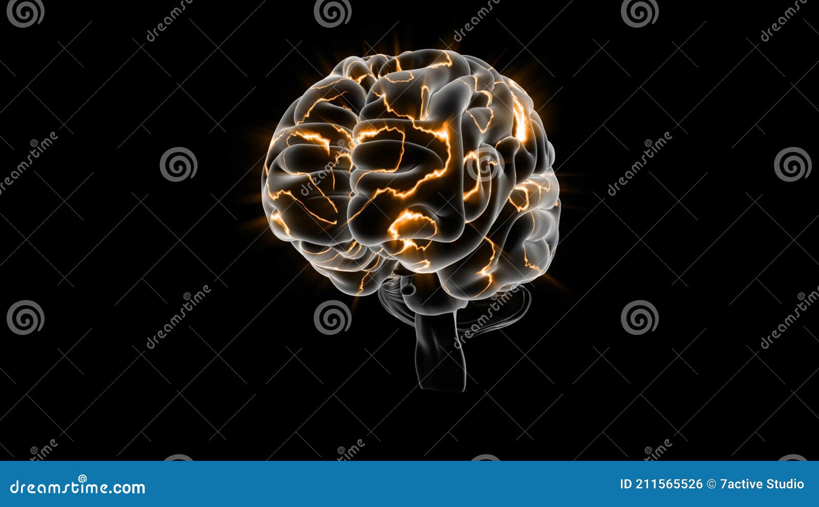 Human Brain with Impulse Transmitting Stock Illustration - Illustration ...