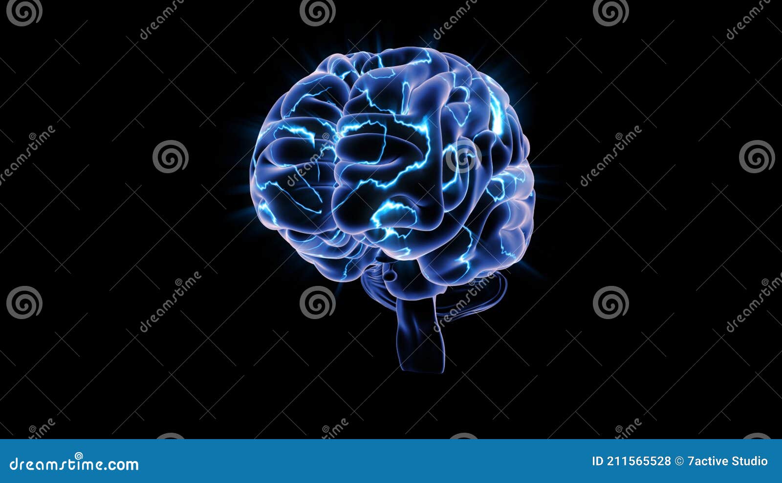 Human Brain with Impulse Transmitting Stock Illustration - Illustration ...