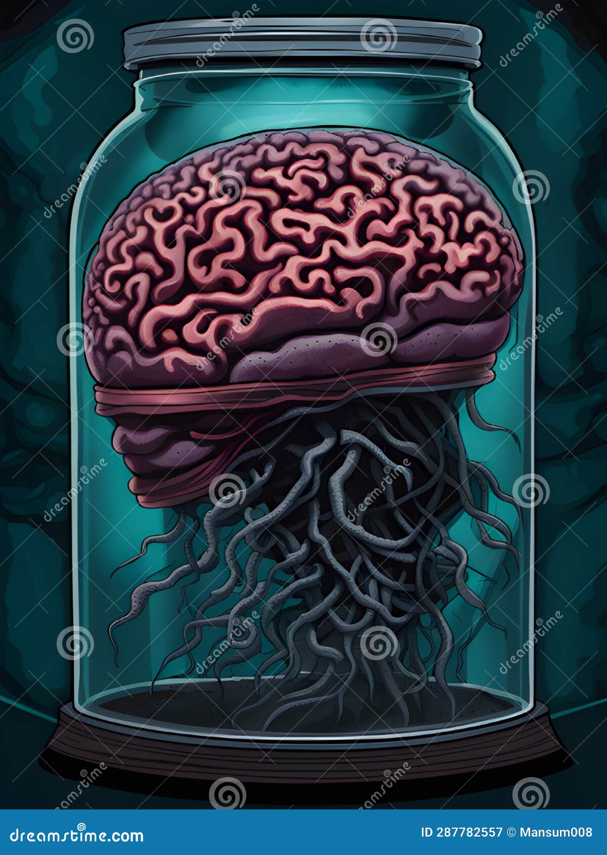 Human Brain Inside a Bottle with a Jar of Water, Ai Generated Stock ...
