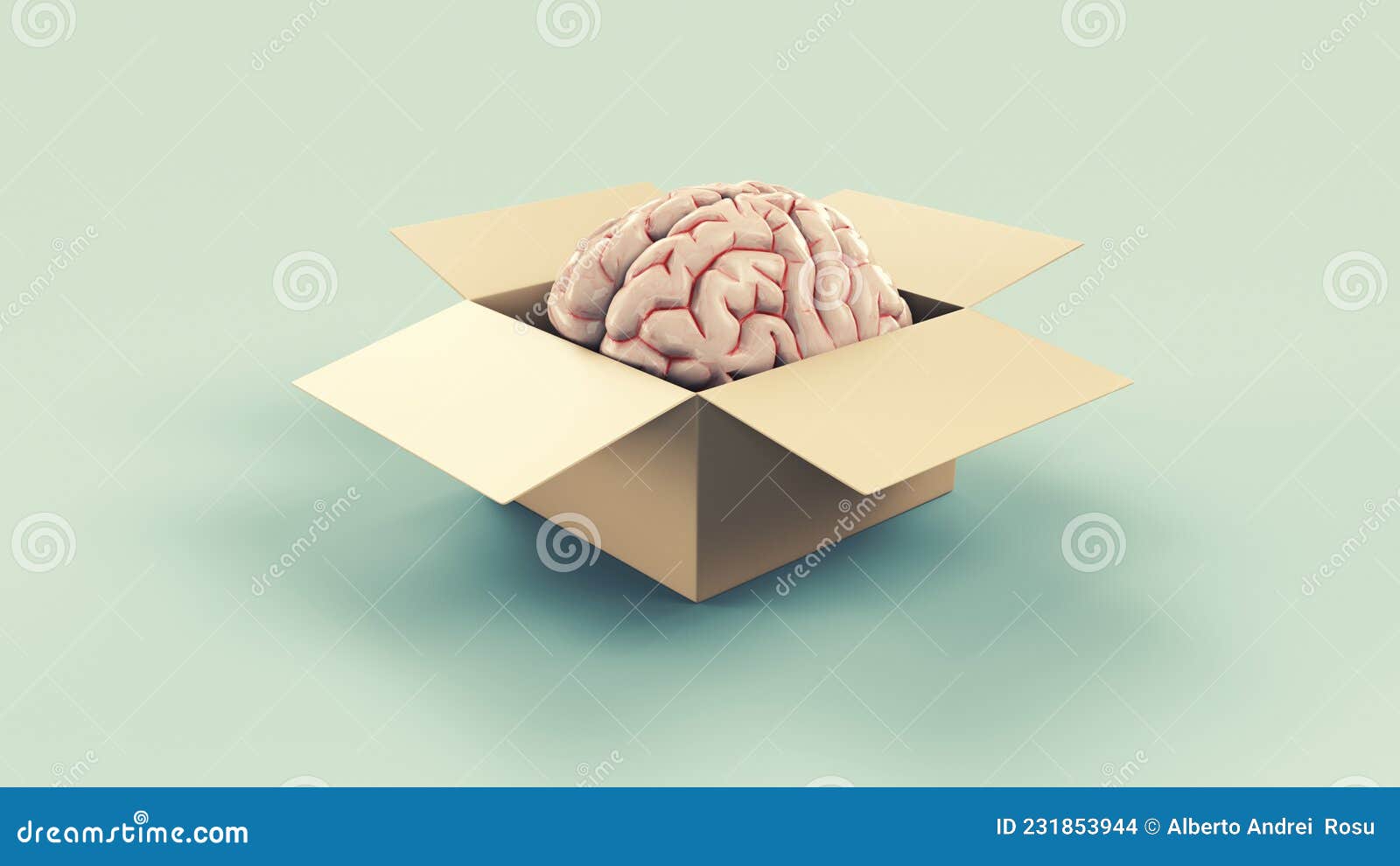 Human brain inside a box . stock illustration. Illustration of ...