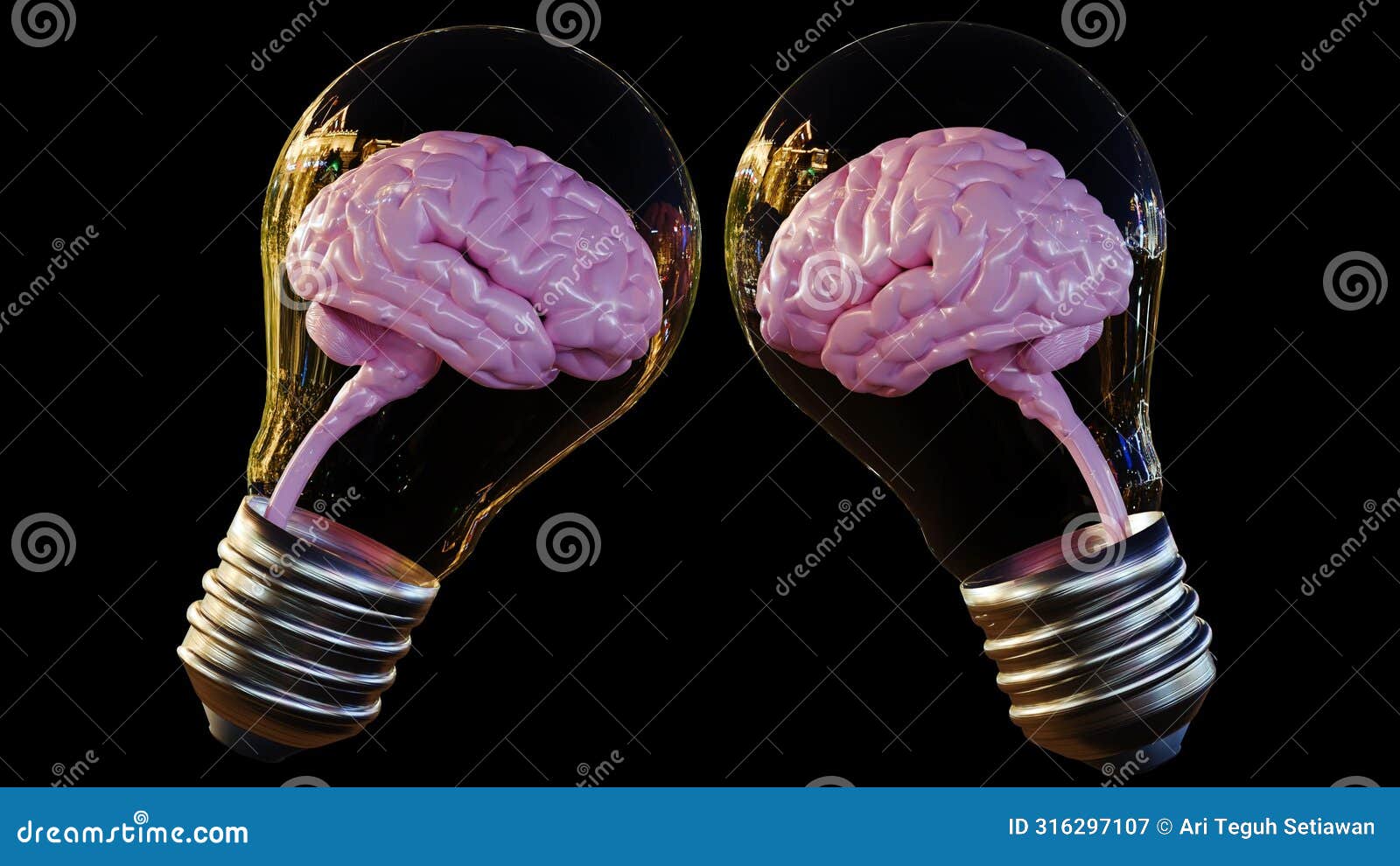 Human Brain Inside of Glass Light Bulb Stock Illustration ...