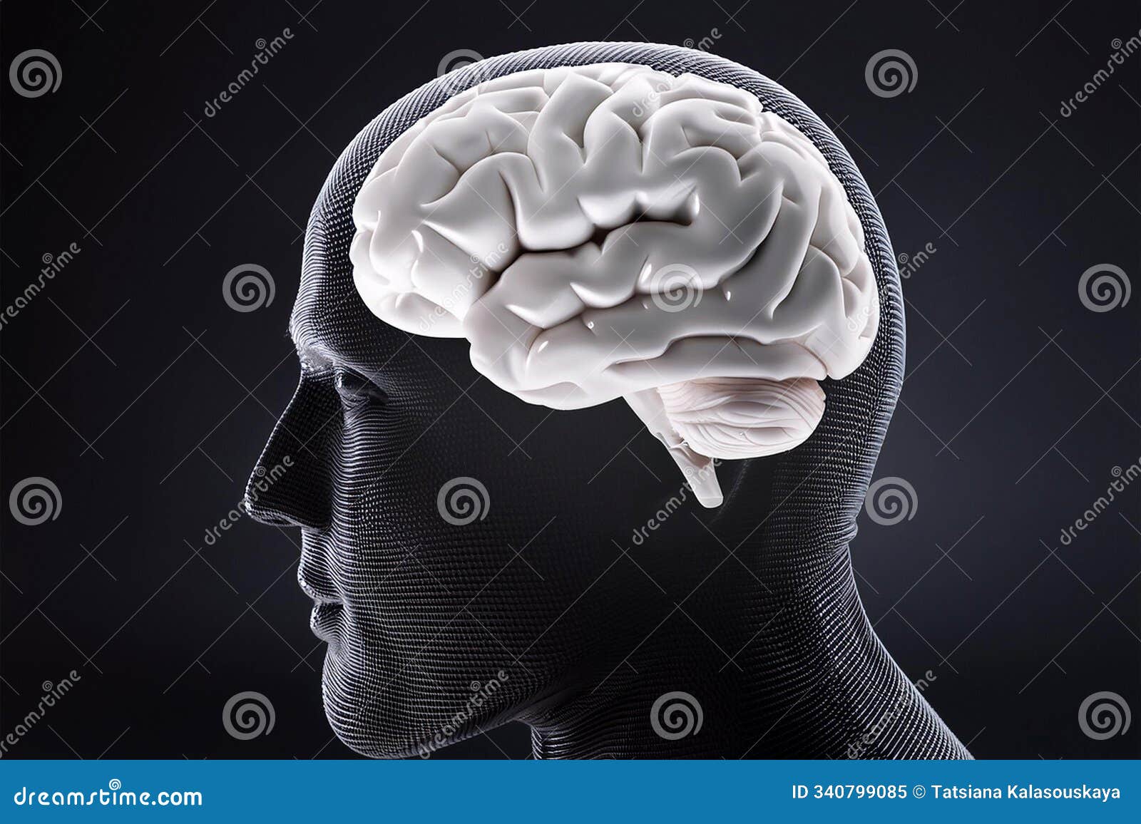 The Human Brain Inside the Human Head Stock Image - Image of impulse ...