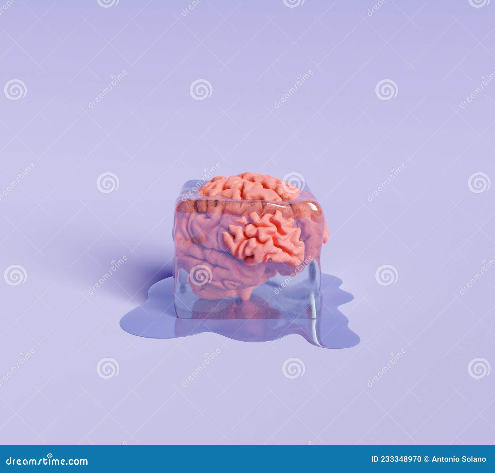 Brain inside an ice cube stock illustration. Illustration of abstract ...