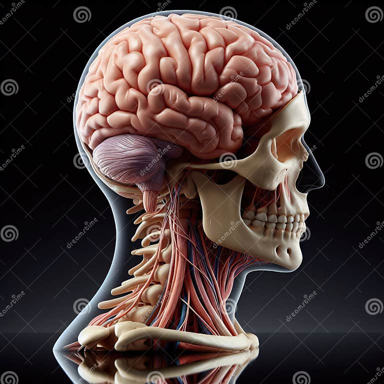 Human Brain Inside a Transparent Head Stock Illustration - Illustration ...