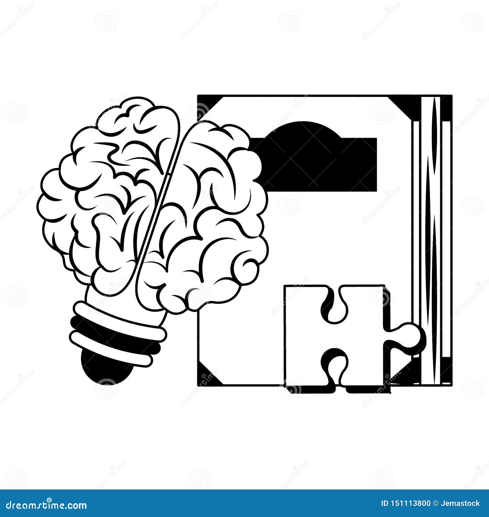 Human Brain Intelligence and Creativity Cartoons in Black and White ...