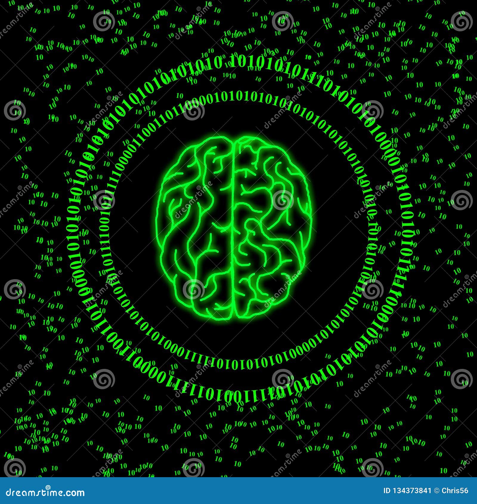 Human Brain and Internet Technology Stock Illustration - Illustration ...