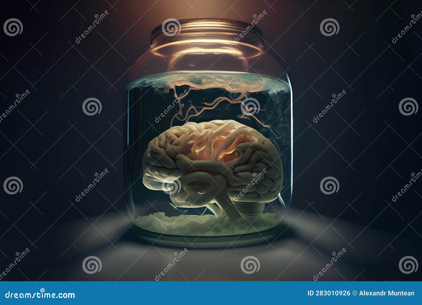 Human Brain in a Jar Full of Liquid. Stock Illustration - Illustration ...