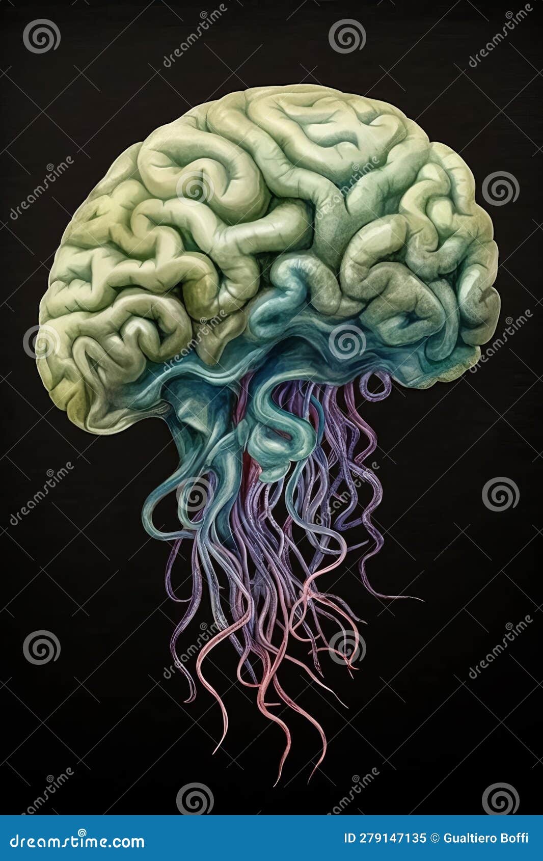 Brain With Tentacles. Monster Space Invader. Parasite Alien From Space ...