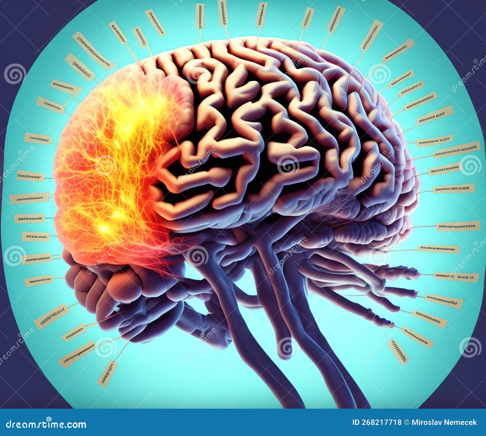 Human Brain Knowledge, Generative AI Illustration Stock Illustration ...