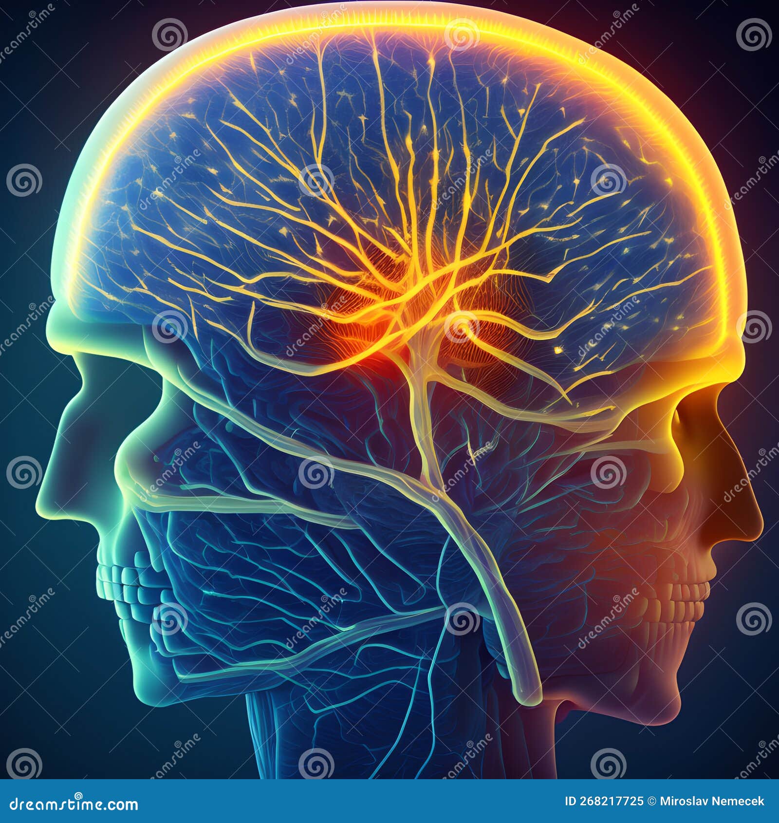 Human Brain Knowledge, Generative AI Illustration Stock Illustration ...