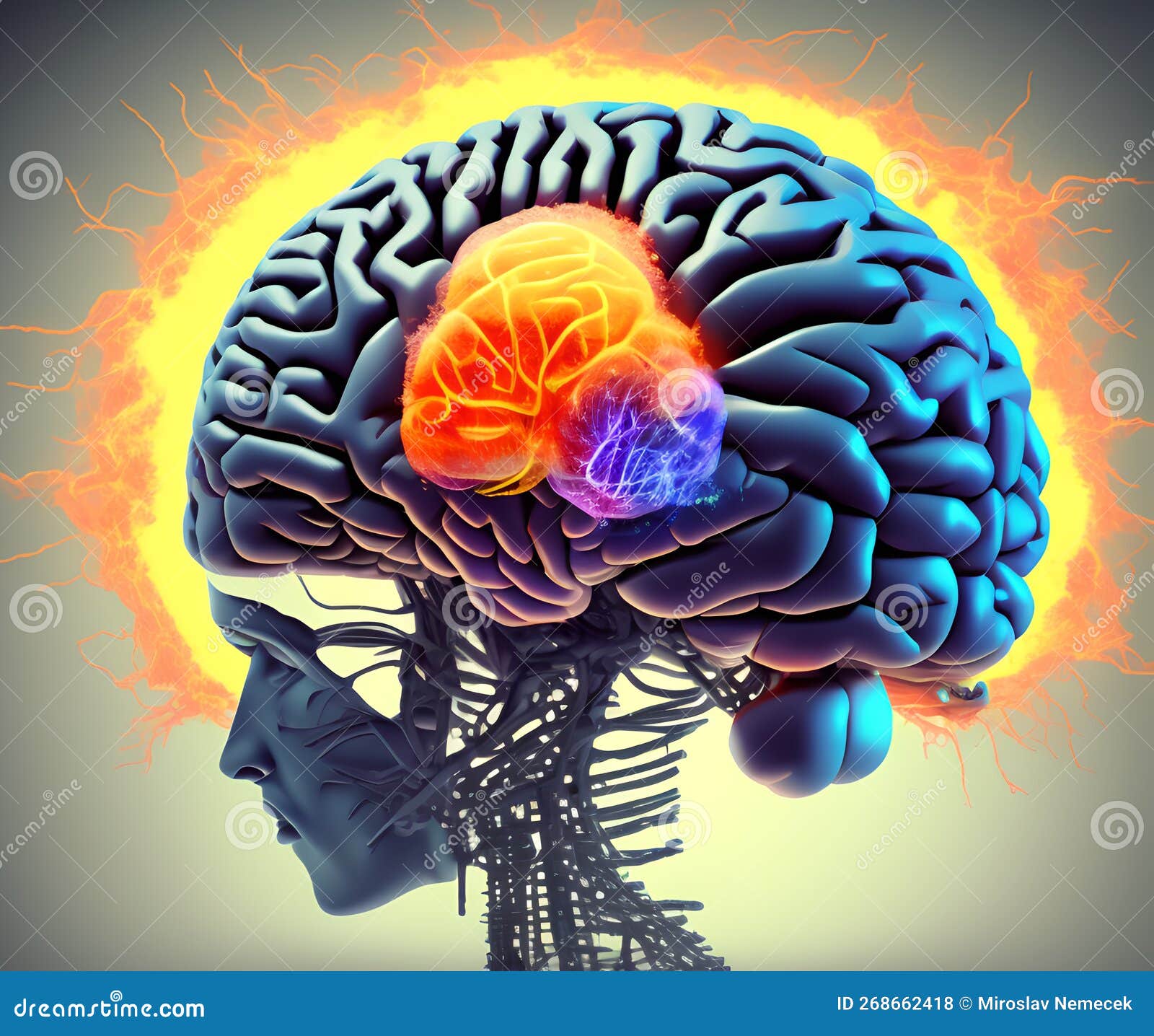 Human Brain Knowledge, Generative AI Illustration Stock Illustration ...