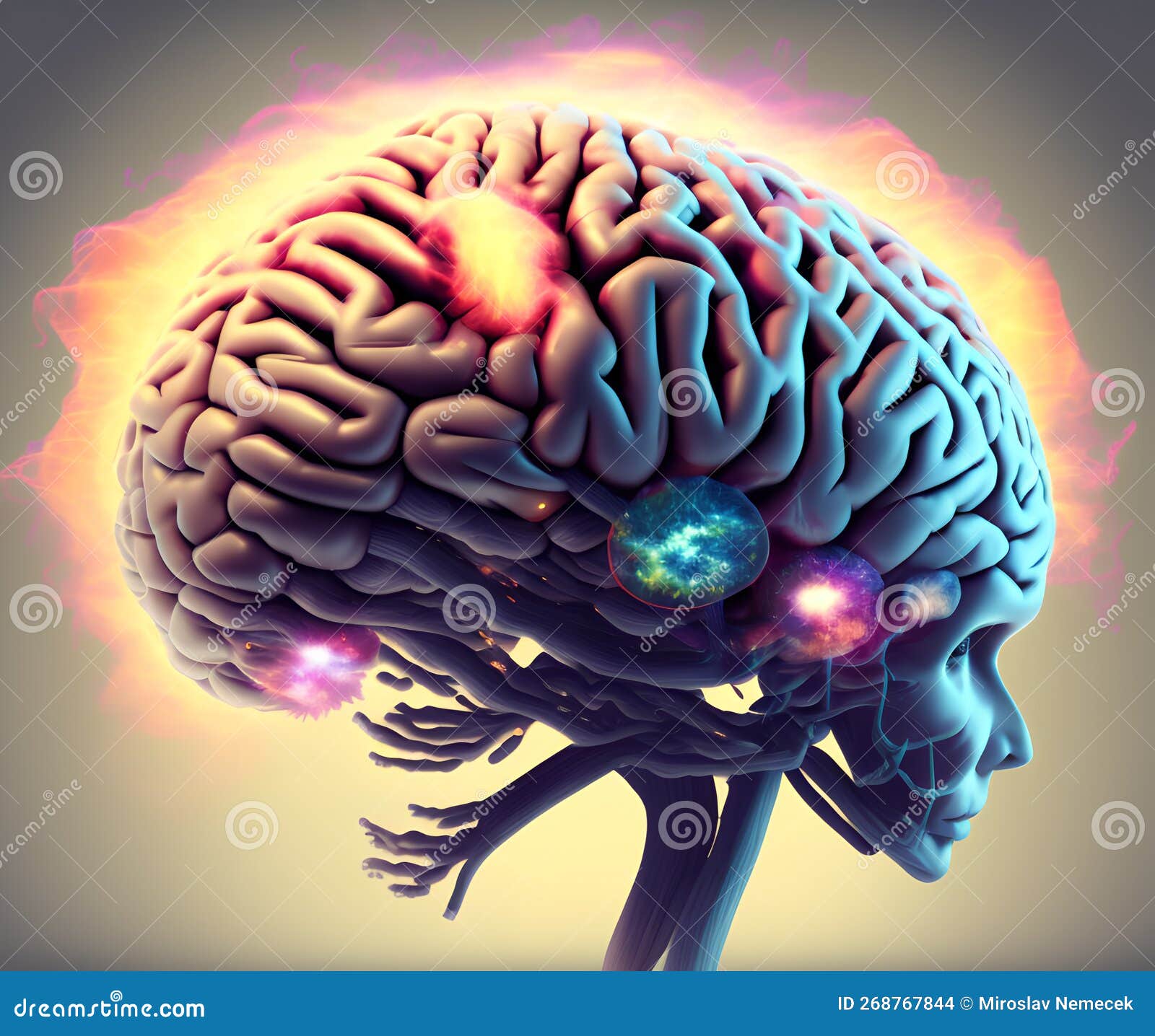 Human Brain Knowledge, Generative AI Illustration Stock Photo - Image ...
