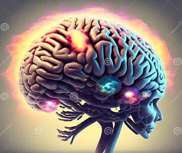 Human Brain Knowledge, Generative AI Illustration Stock Photo - Image ...