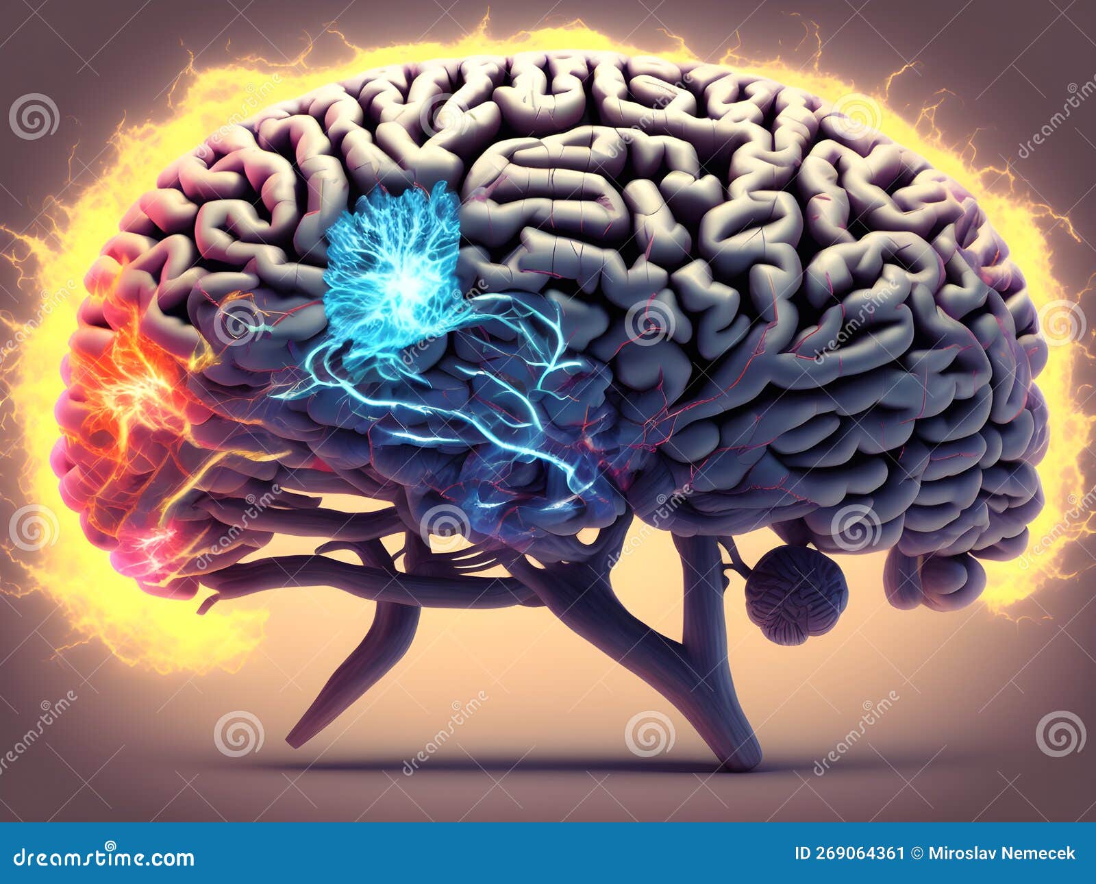 Human Brain Knowledge, Generative AI Illustration Stock Illustration ...