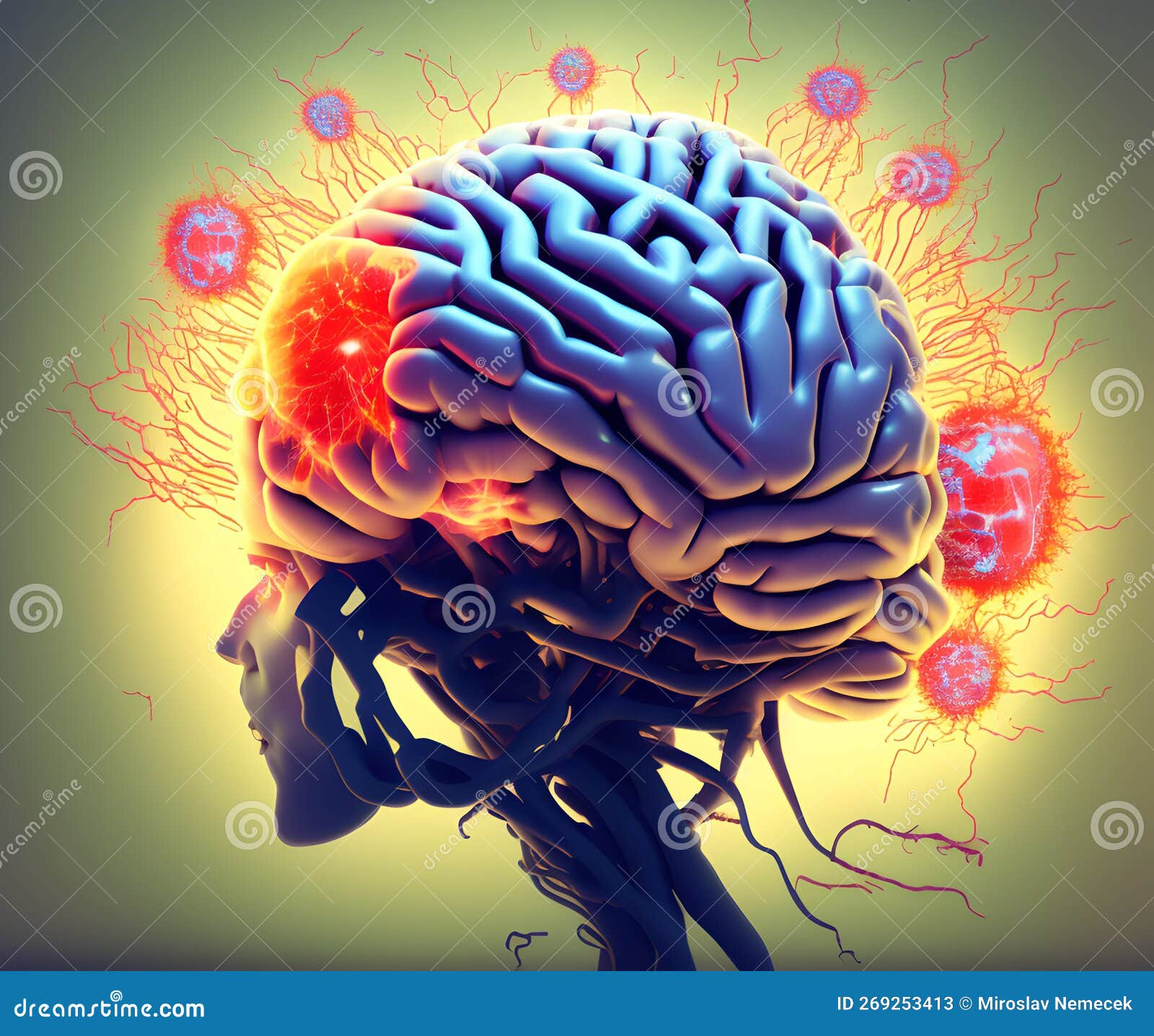 Human Brain Knowledge, Generative AI Illustration Stock Illustration ...