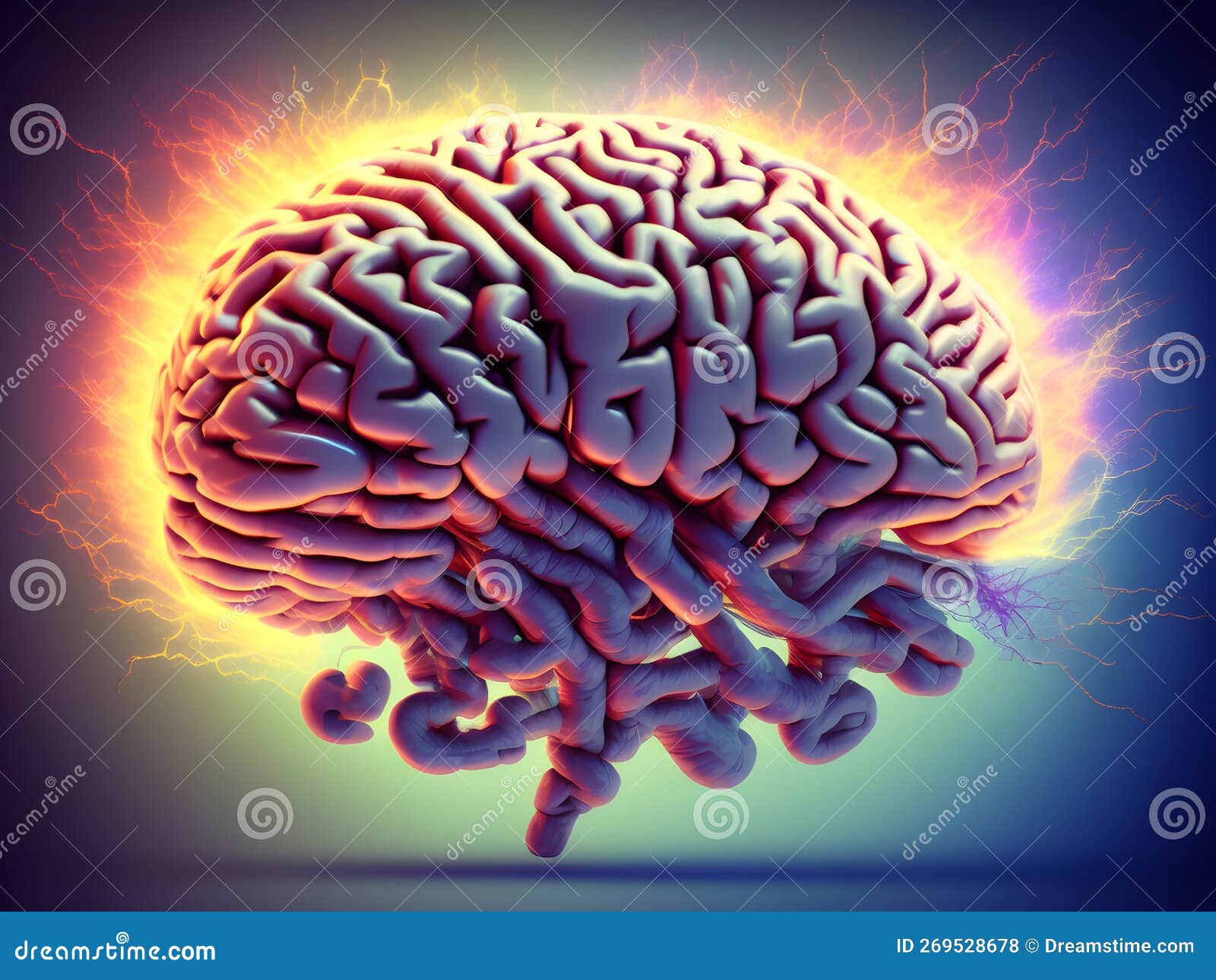 Human Brain Knowledge, Generative AI Illustration Stock Illustration ...