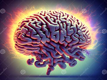Human Brain Knowledge, Generative AI Illustration Stock Illustration ...