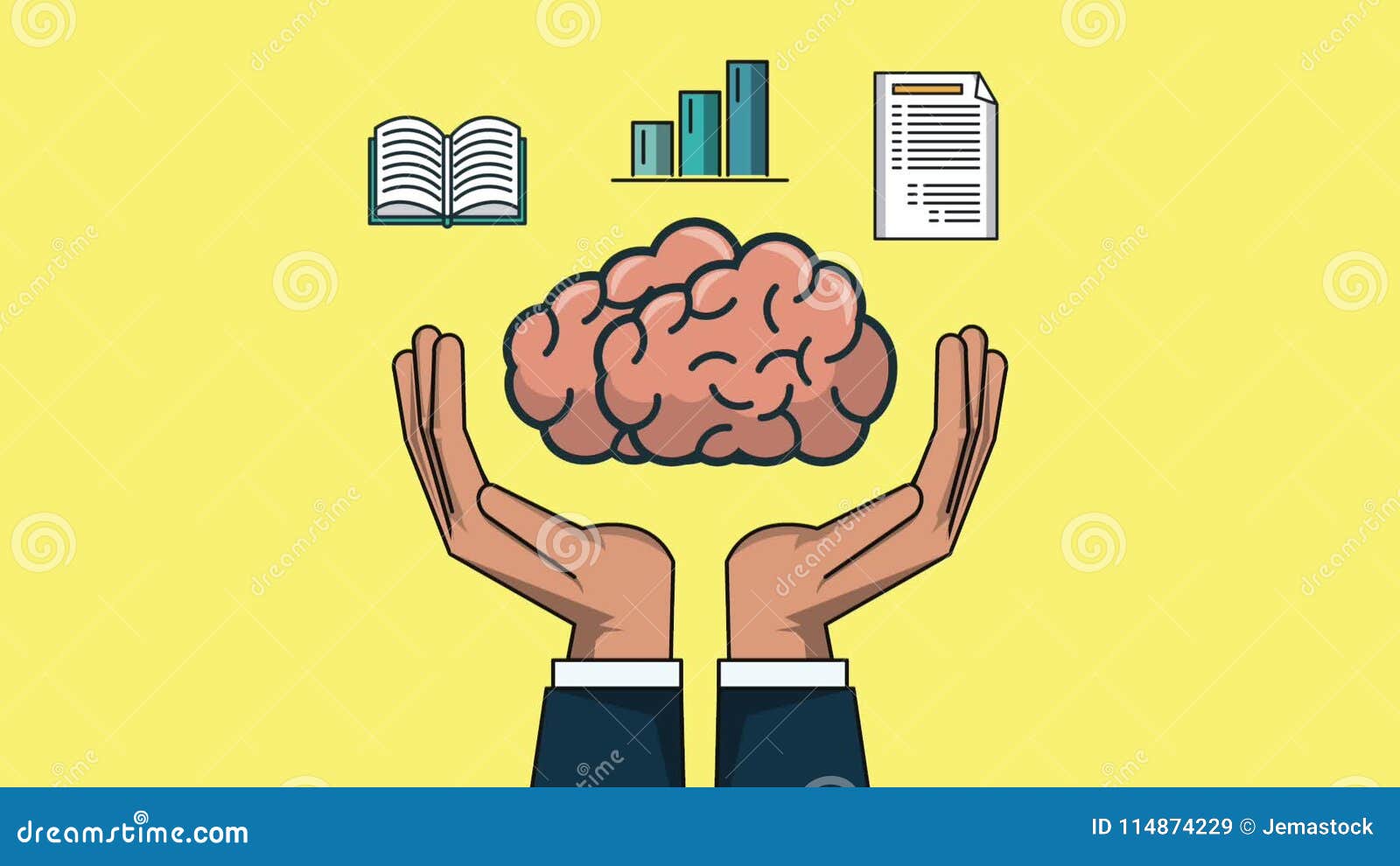 Human Brain with Knowledge on Hands HD Animation Stock Video - Video of ...