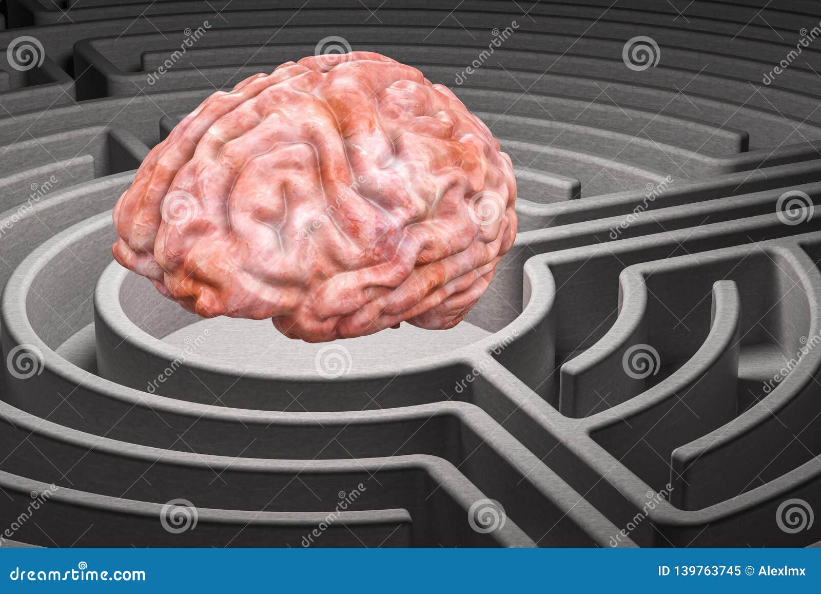 Human Brain in the Labyrinth Maze, 3D Rendering Stock Illustration ...