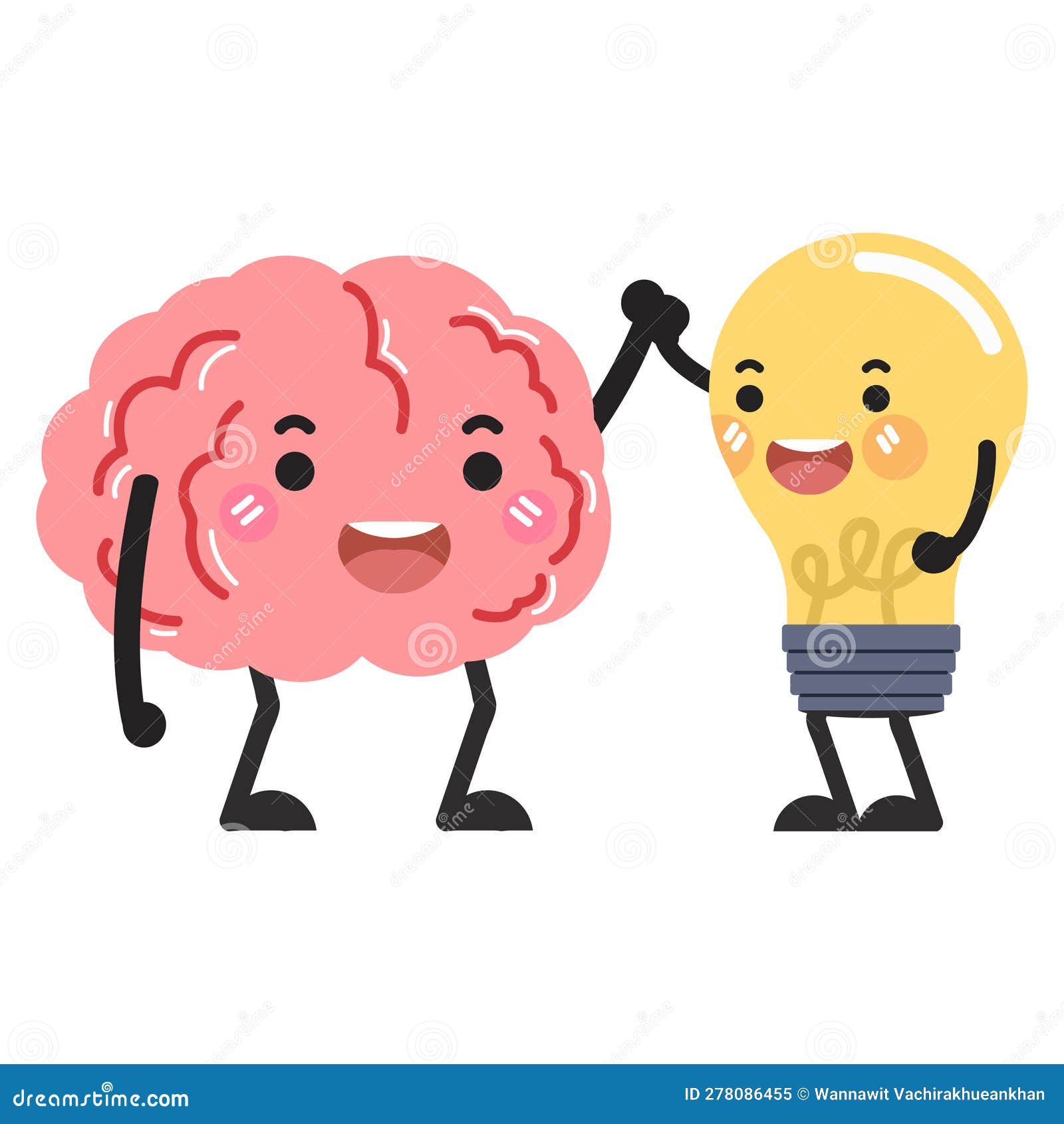 Human Brain with Lamp Bulb Cartoon Stock Vector - Illustration of ...