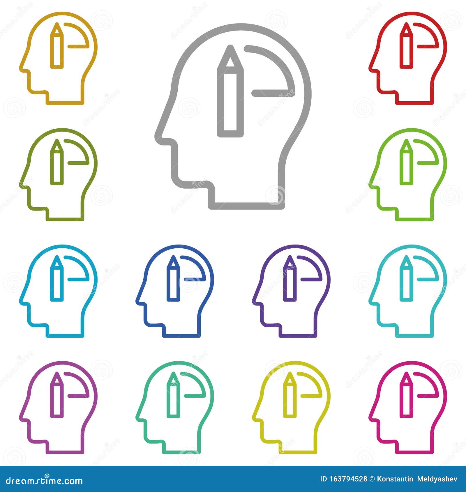 Human, Brain, Learning Multi Color Icon. Simple Thin Line, Outline ...