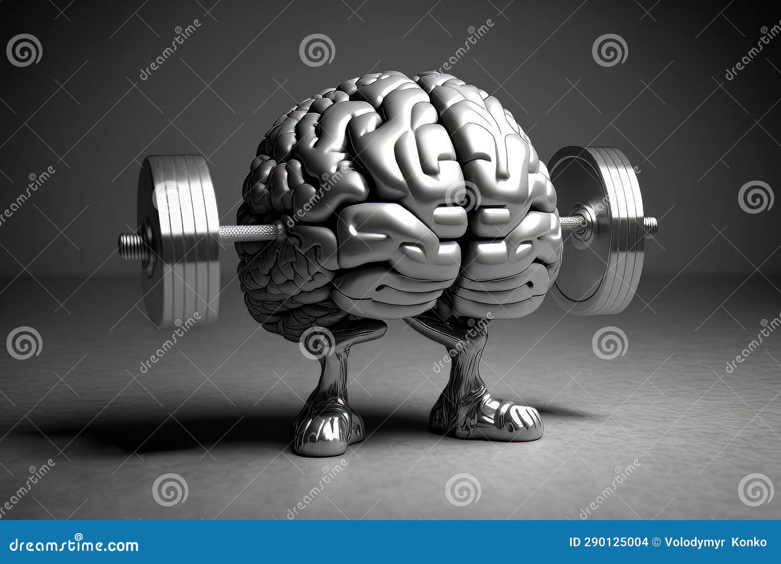 Human Brain Lifting a Heavy Dumbbell. the Concept of Mind Training ...