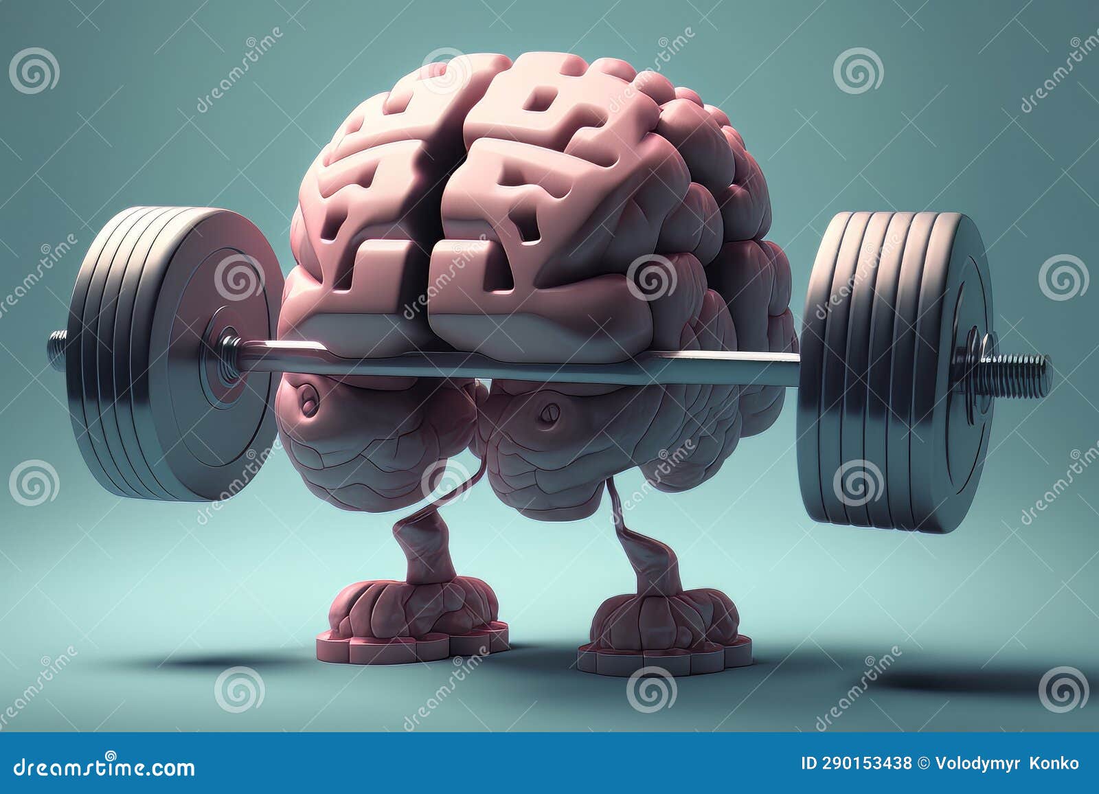 Human Brain Lifting a Heavy Dumbbell. the Concept of Mind Training ...