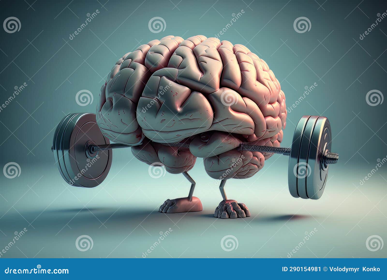 Human Brain Lifting a Heavy Dumbbell. the Concept of Mind Training ...