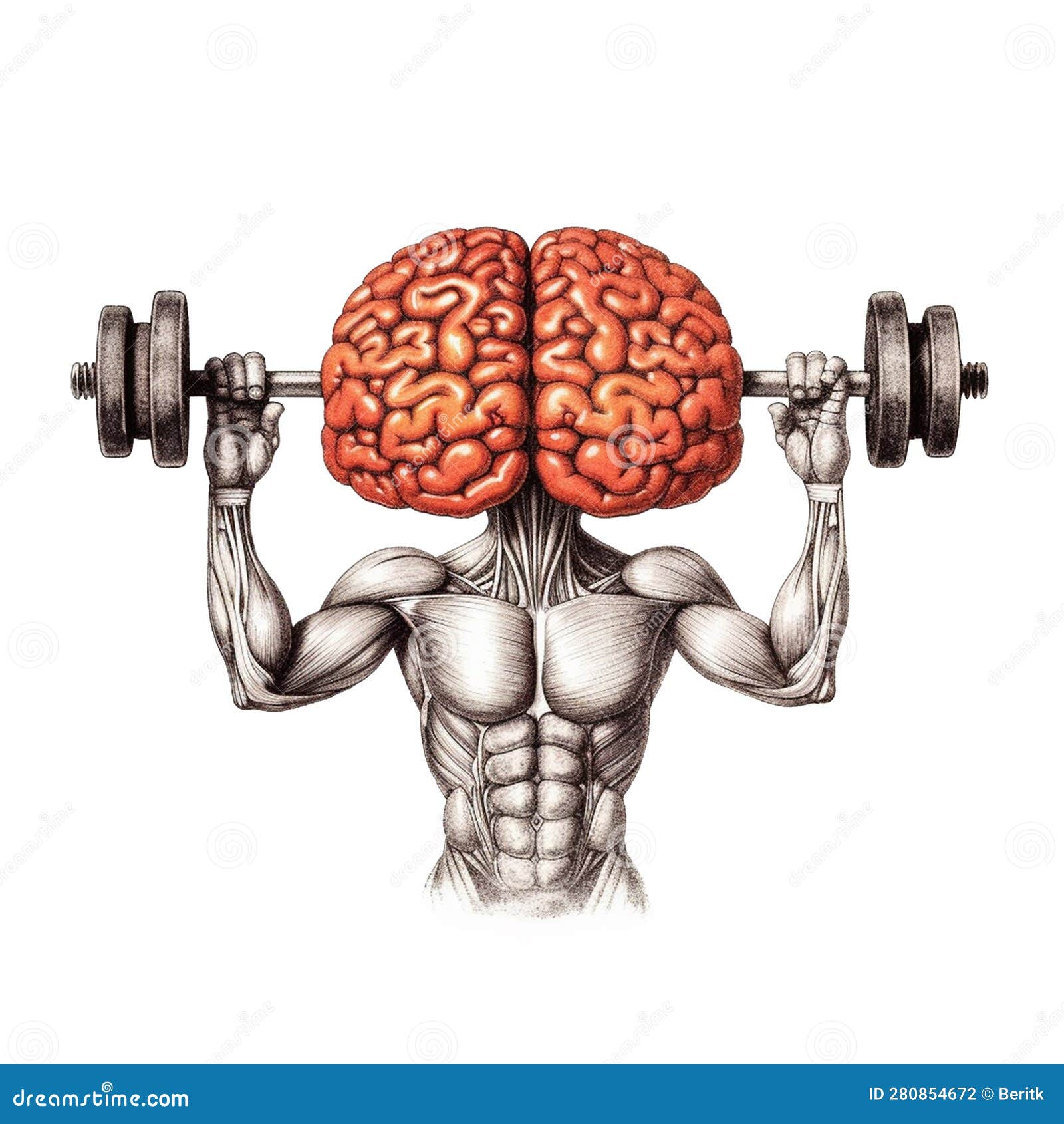 Human Brain Lifts Weight with Dumbbell, Memory and Mind Training, Brain ...