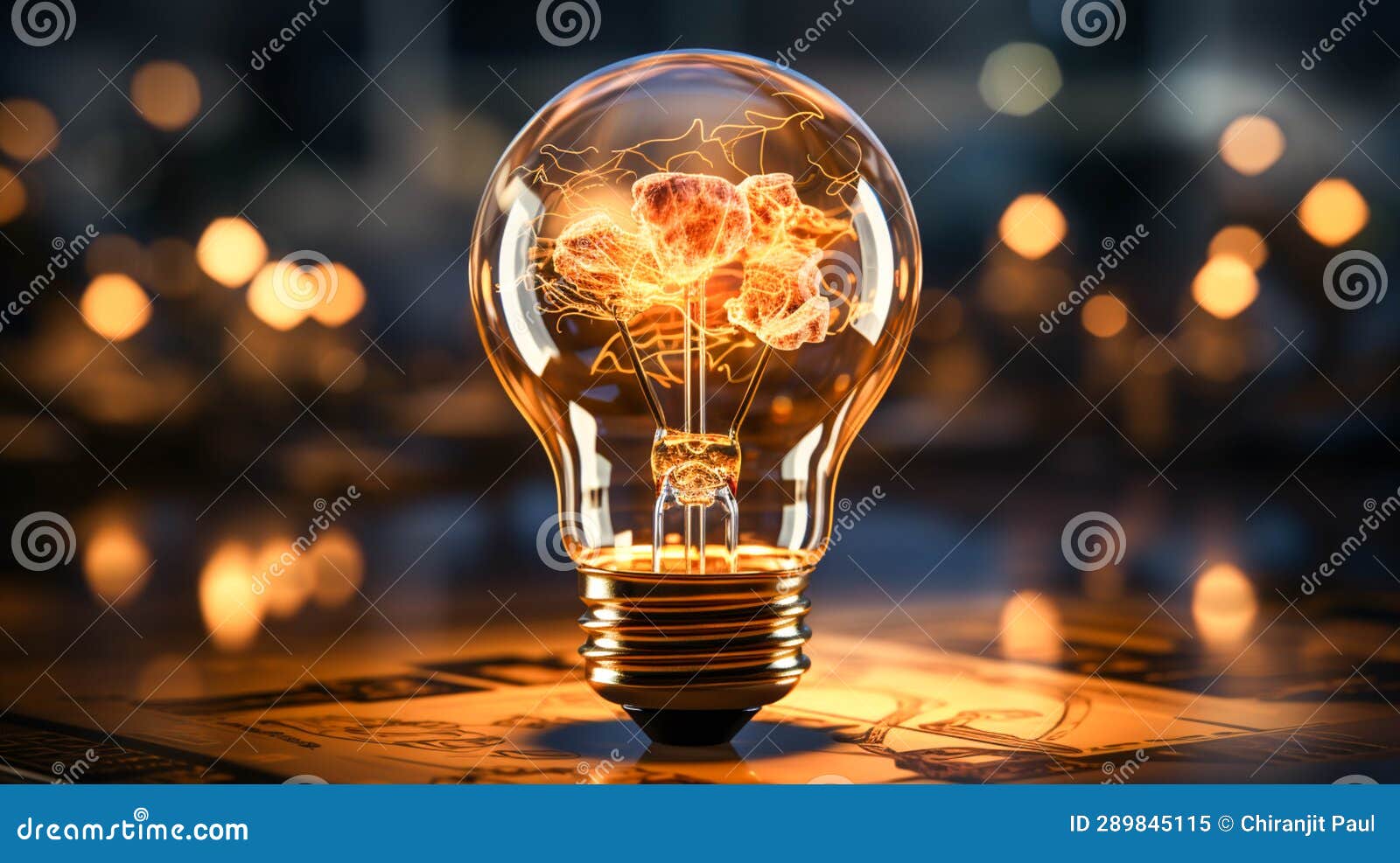 A Human Brain in a Light Bulb Stock Image - Image of creativity ...