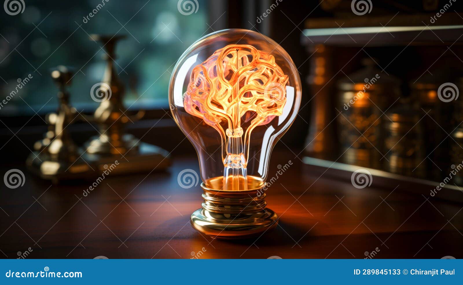 A Human Brain in a Light Bulb Stock Image - Image of human, creative ...